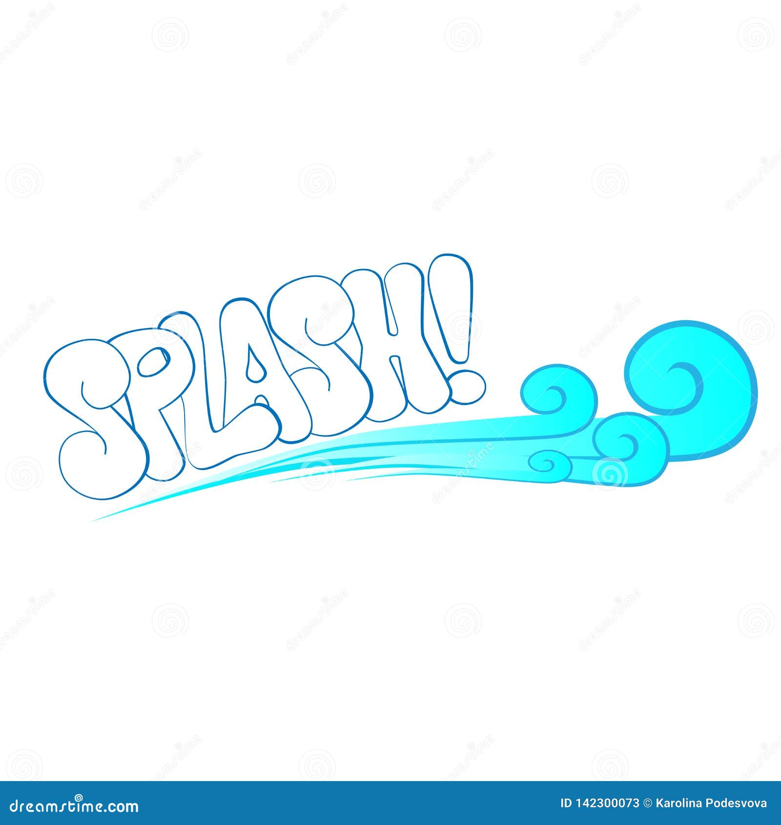 Decorative Cartoon Splash Text with Abstract Wave Stock Illustration ...