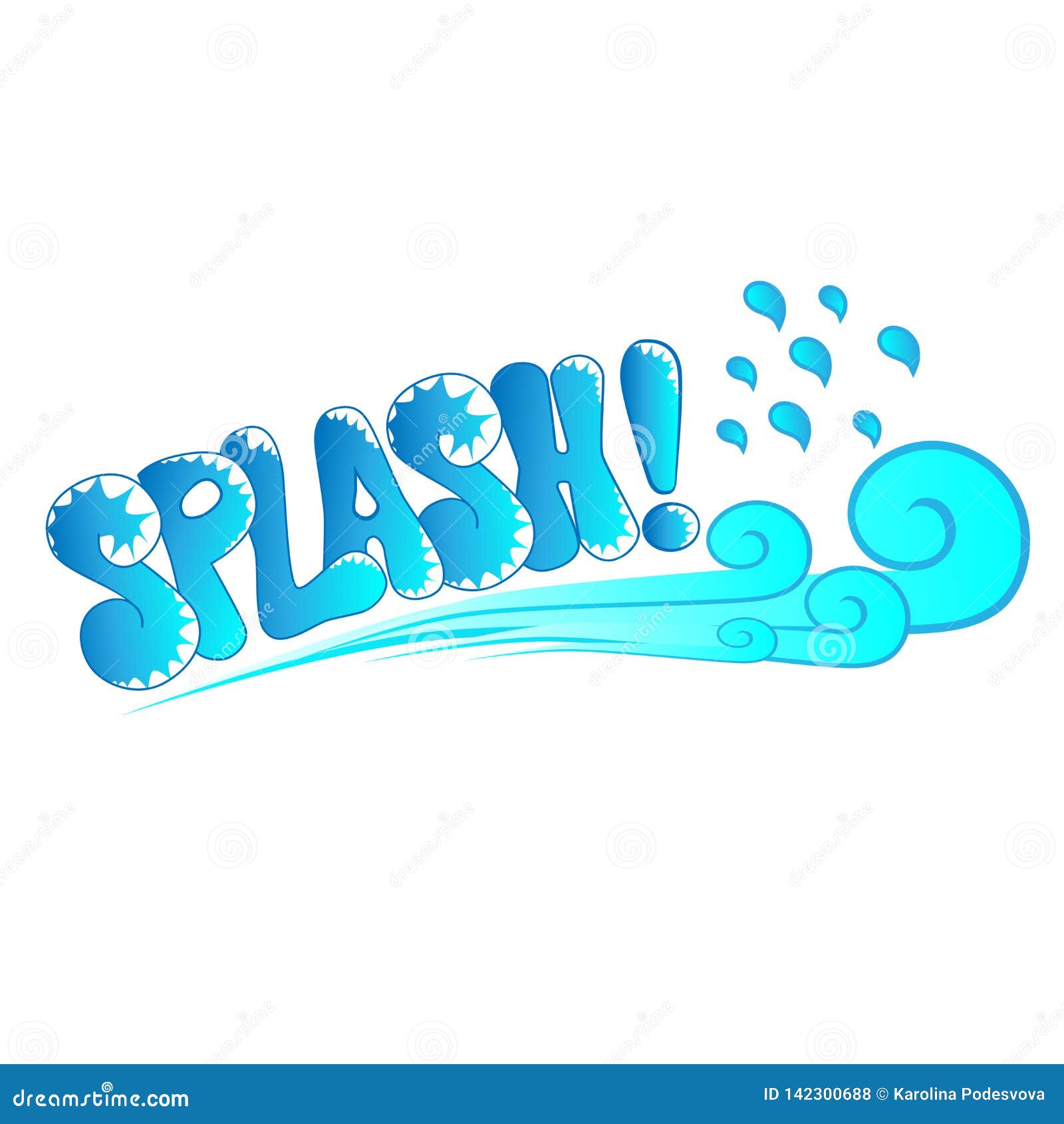 Decorative Cartoon Splash Text with Abstract Wave Stock Illustration ...