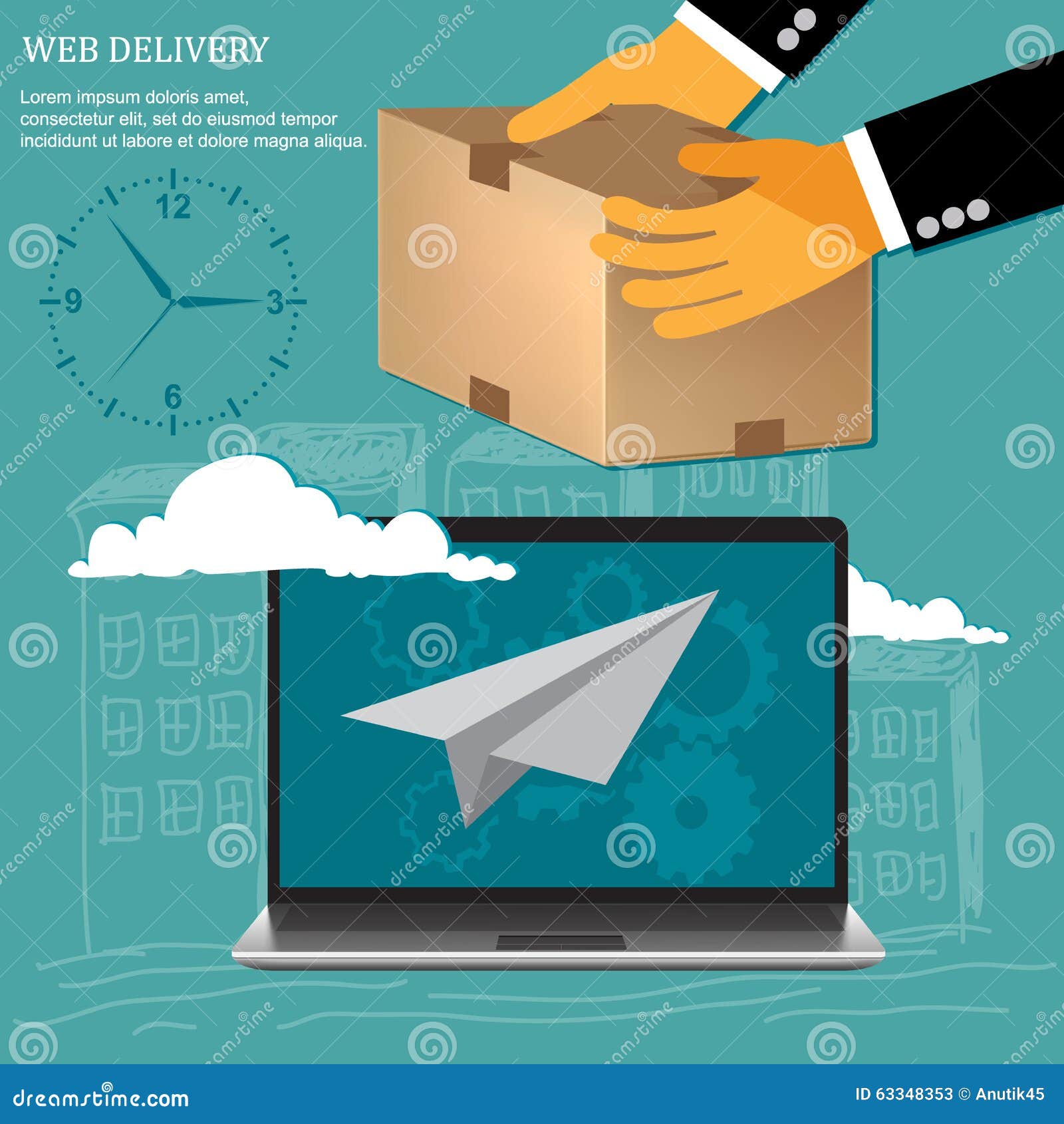 Web Delivery Concept in Flat Design, Vector Stock Illustration ...