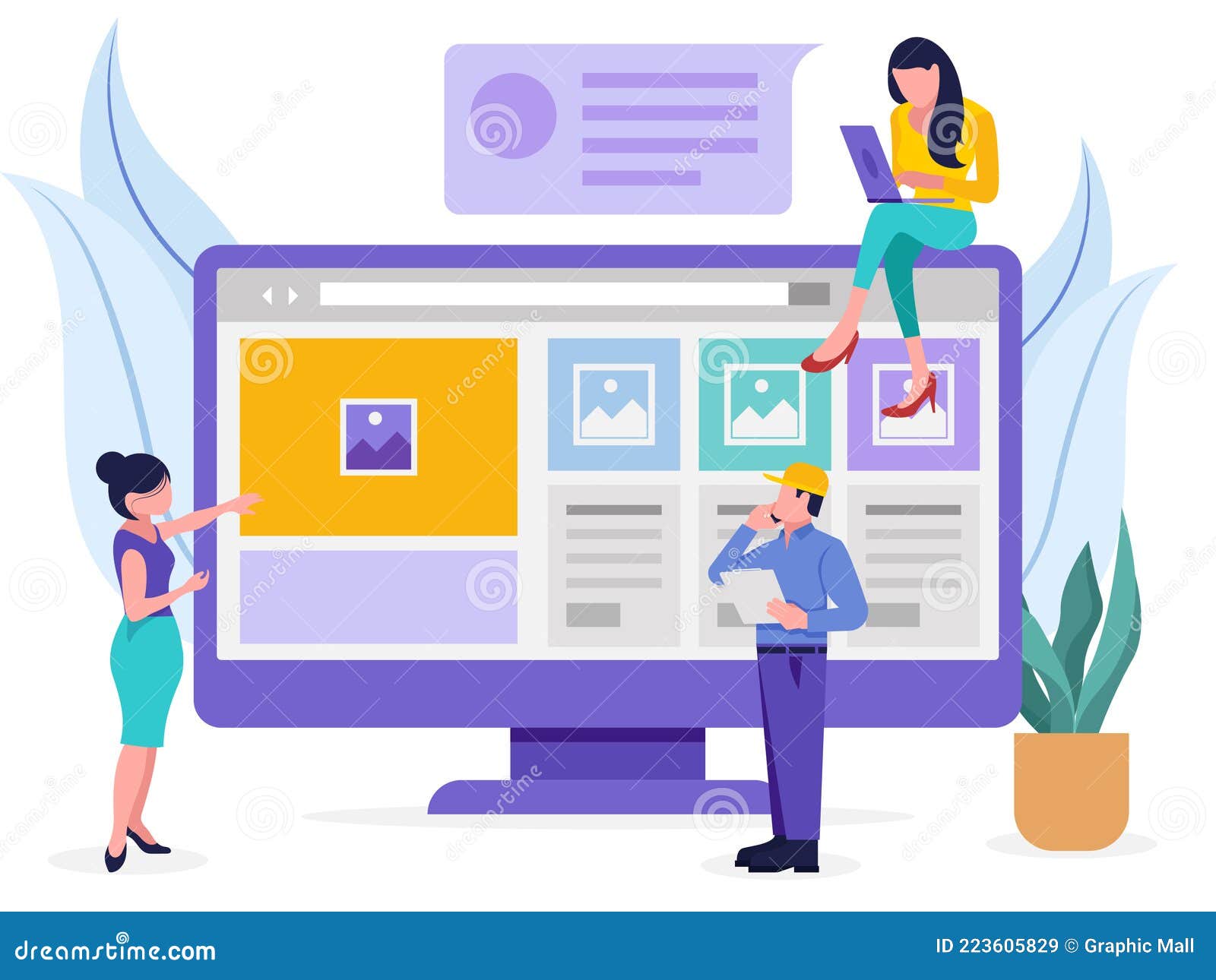 Developing Employees Working on Website Development Stock Vector ...