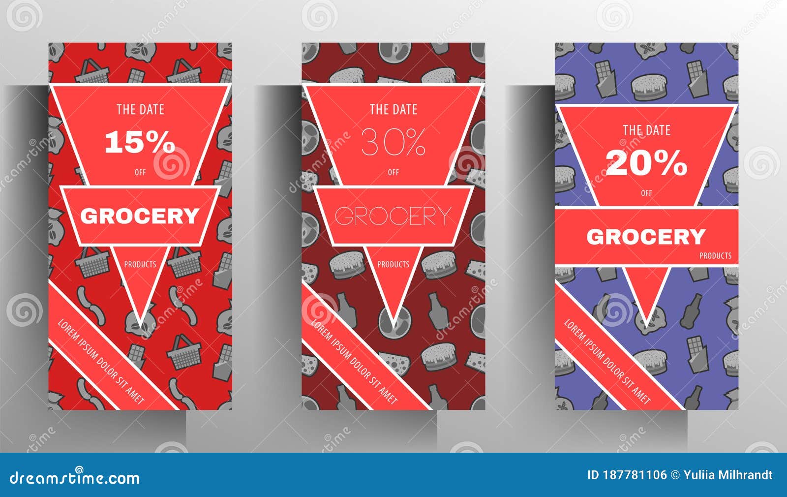 Design Banner Discount for Groceries Template Set. Stock Illustration ...