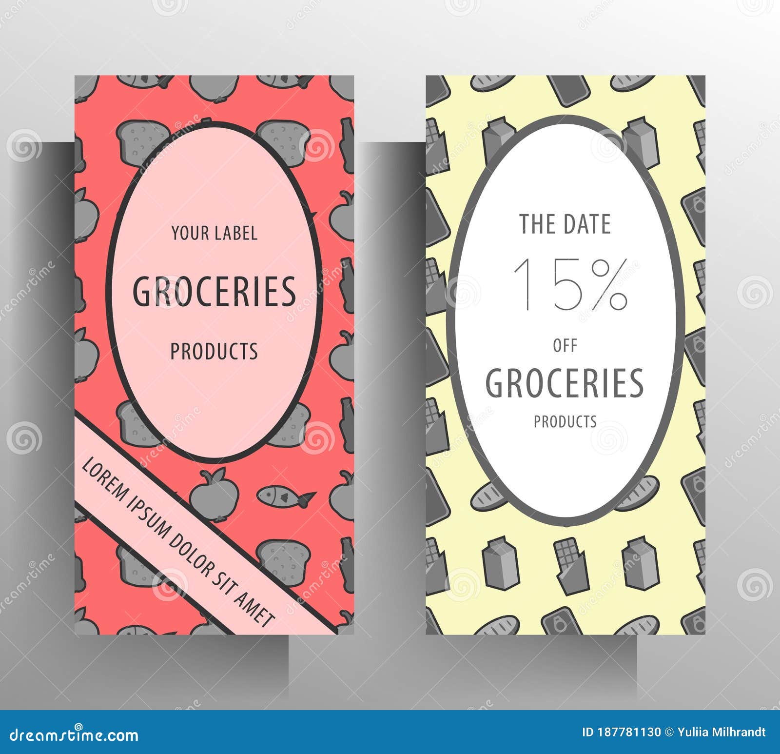 Design Banner Discount for Groceries Template Set. Stock Illustration ...