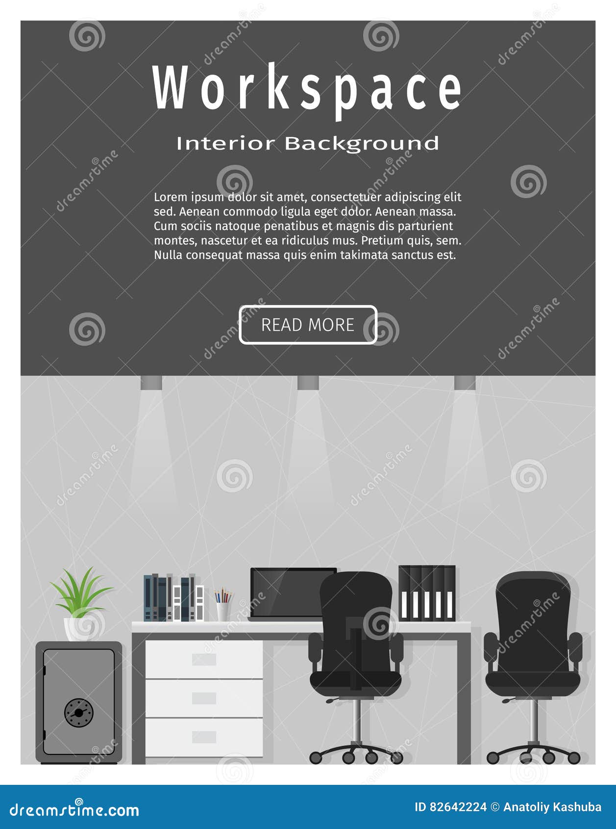 Web Design Banner of Modern Office Workplace. Workspace Organization ...
