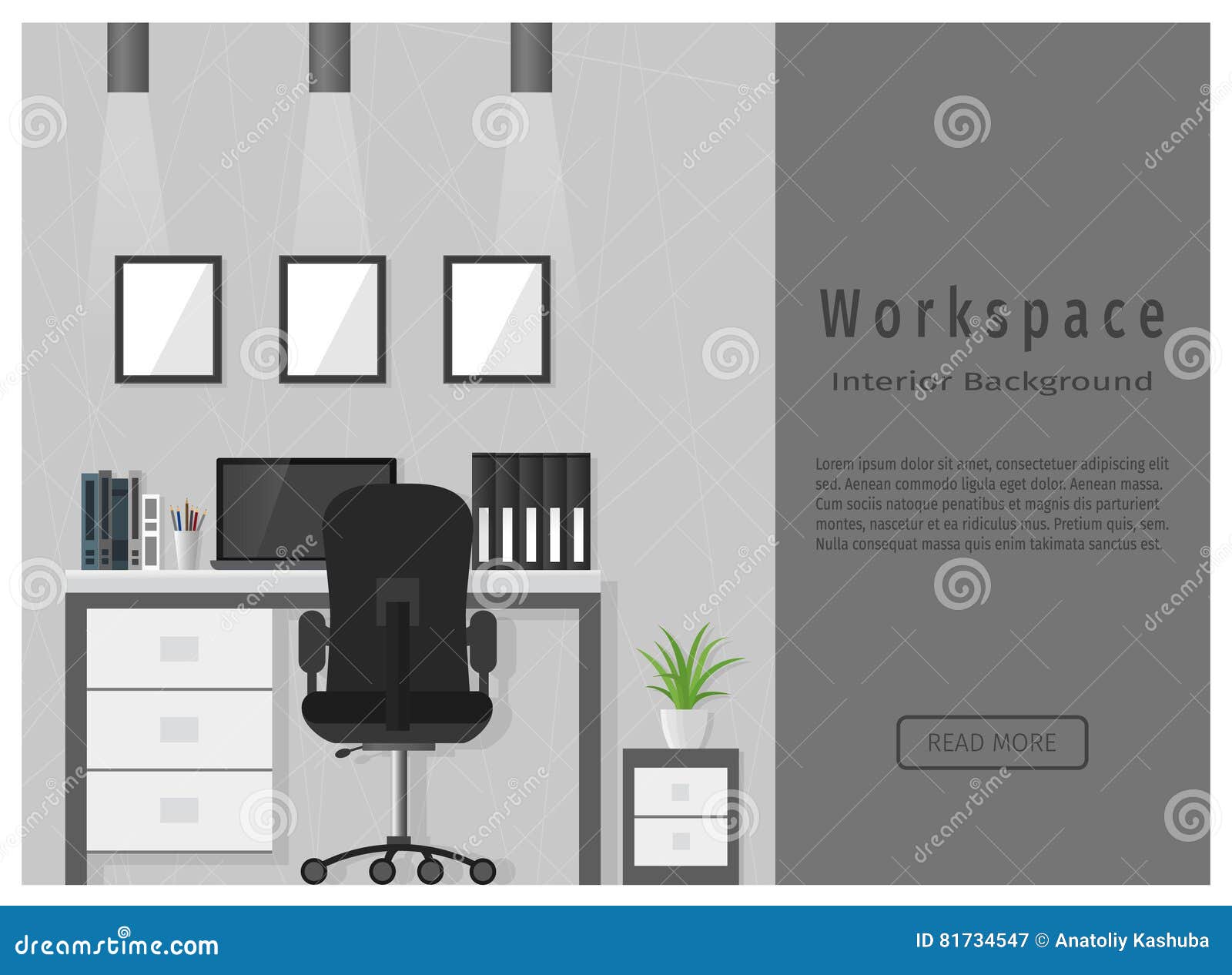 Web Design Banner of Modern Office Workspace. Stock Vector ...