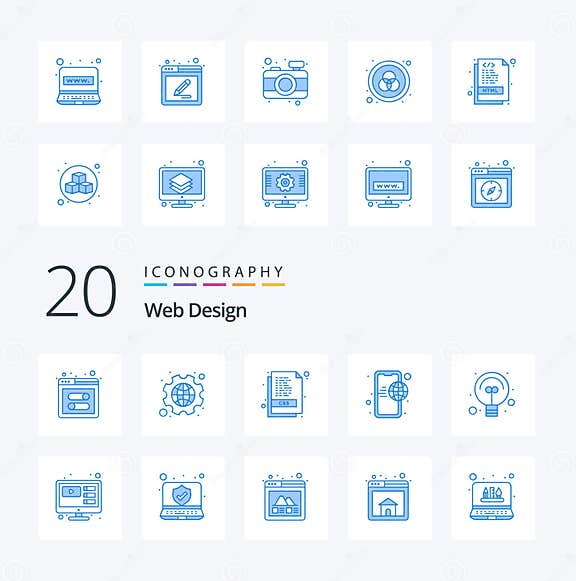 20 Web Design Blue Color Icon Pack Like Idea Mobile Internet Css Mobile ...