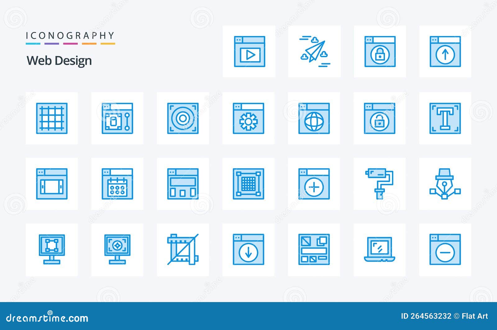 25 Web Design Blue Icon Pack Stock Vector - Illustration of drawing ...