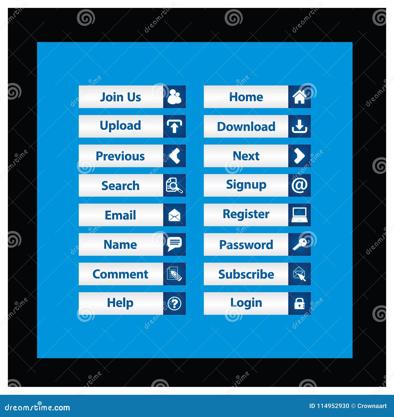 Web Design buttons Theme stock illustration. Illustration of clock ...