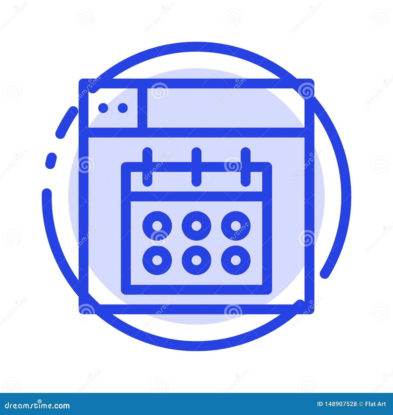 Web, Design, Calendar, Date Blue Dotted Line Line Icon Stock Vector ...