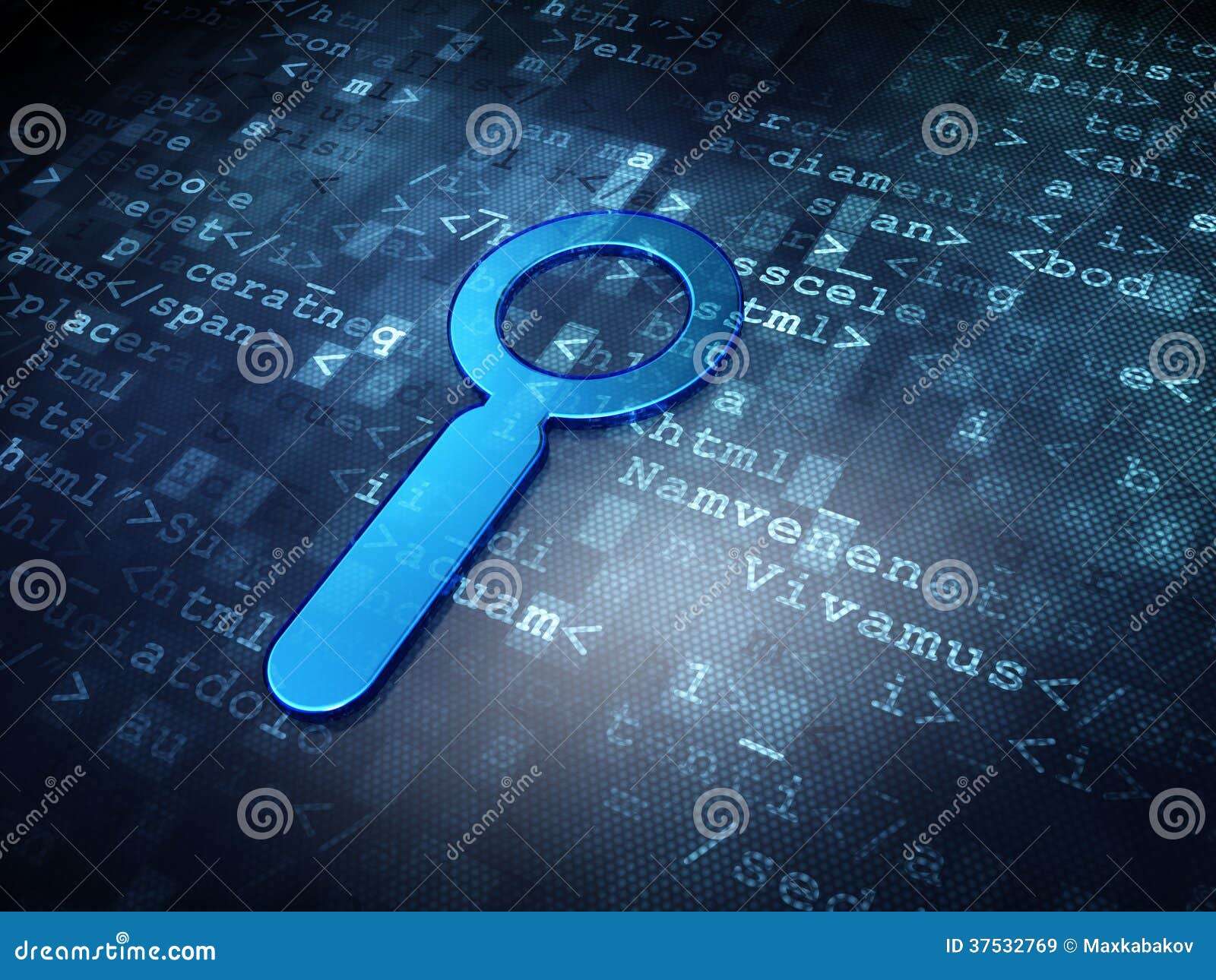 Web Design Concept: Blue Search on Digital Stock Illustration ...