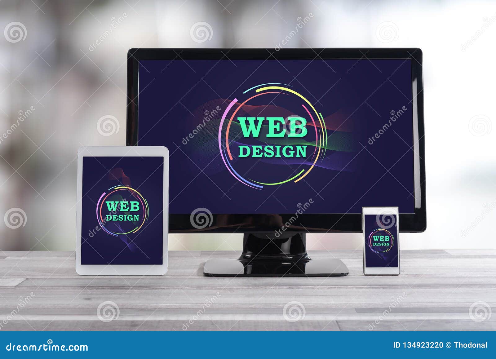 Web Design Concept on Different Devices Stock Photo - Image of ...
