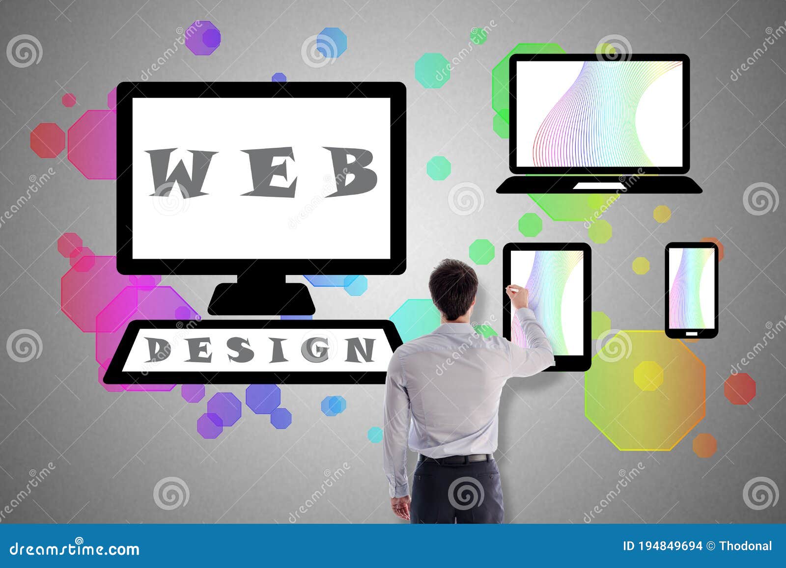 Web Design Concept Drawn by a Man Stock Illustration - Illustration of ...
