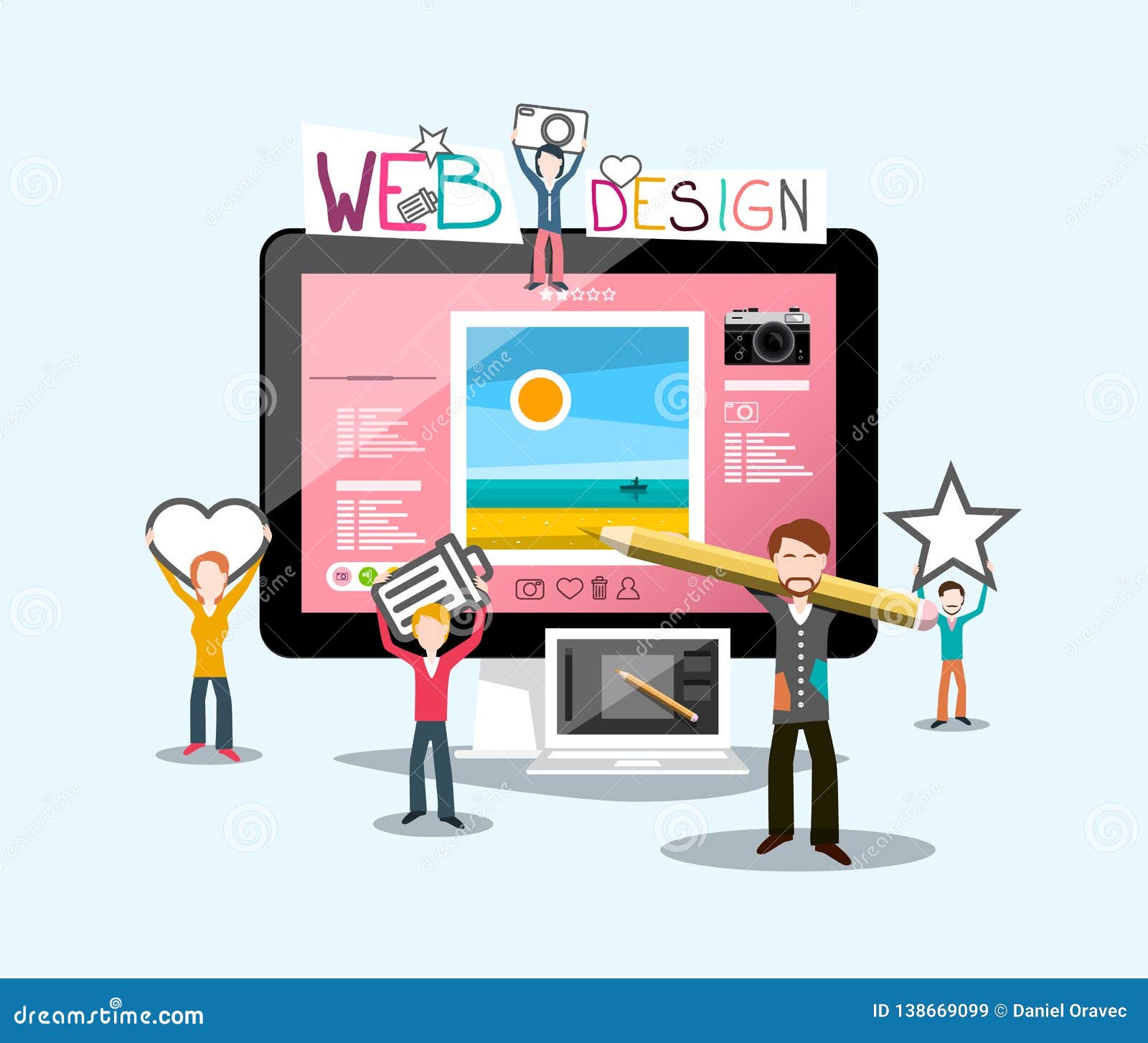 Web Design Concept with Graphic Designer Stock Vector - Illustration of ...