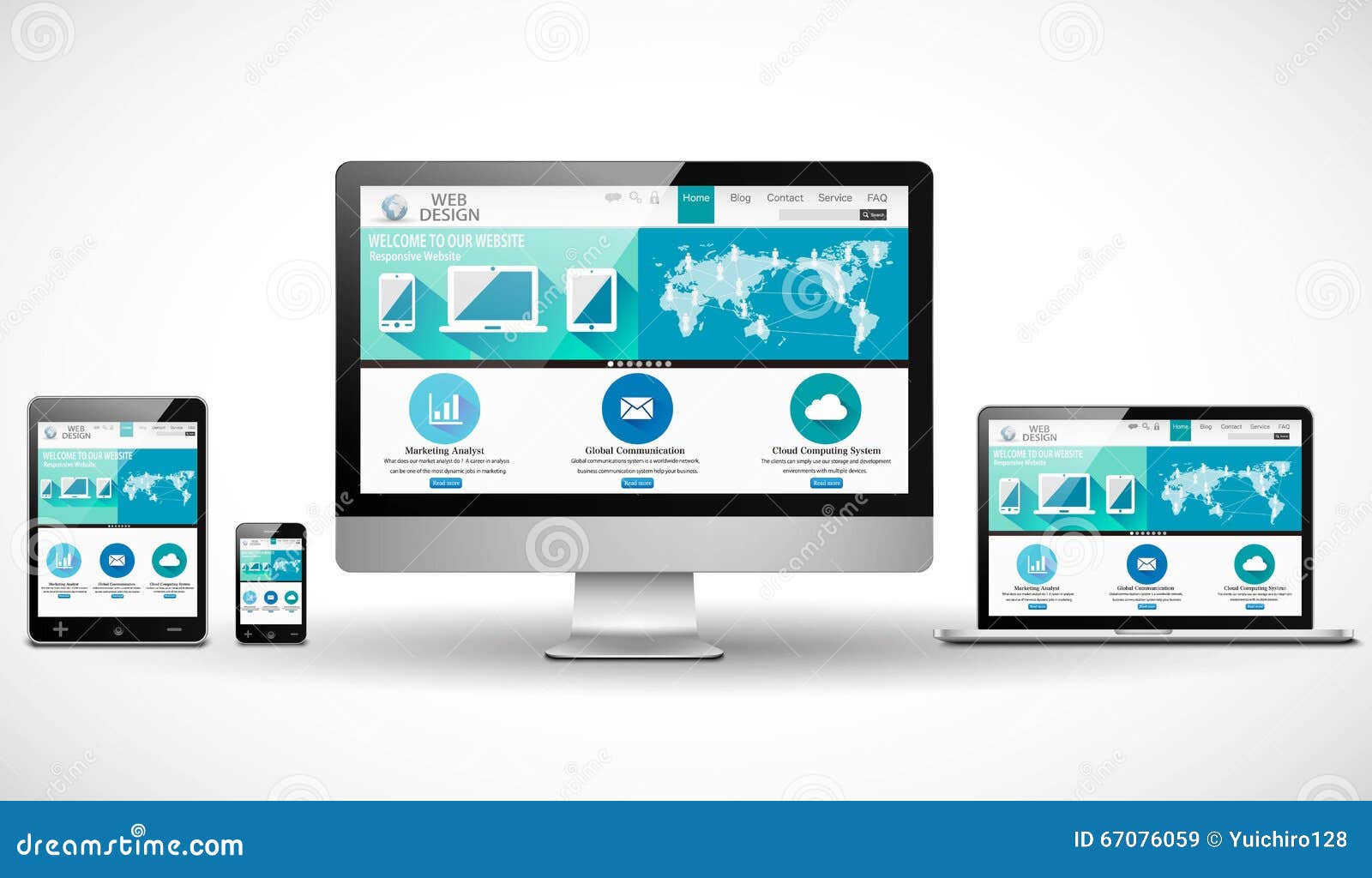 Web Design Concept with Modern Devices Mockup Stock Vector ...