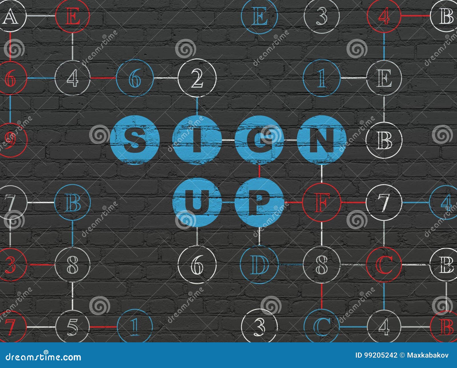 Web Design Concept: Sign Up on Wall Background Stock Illustration ...