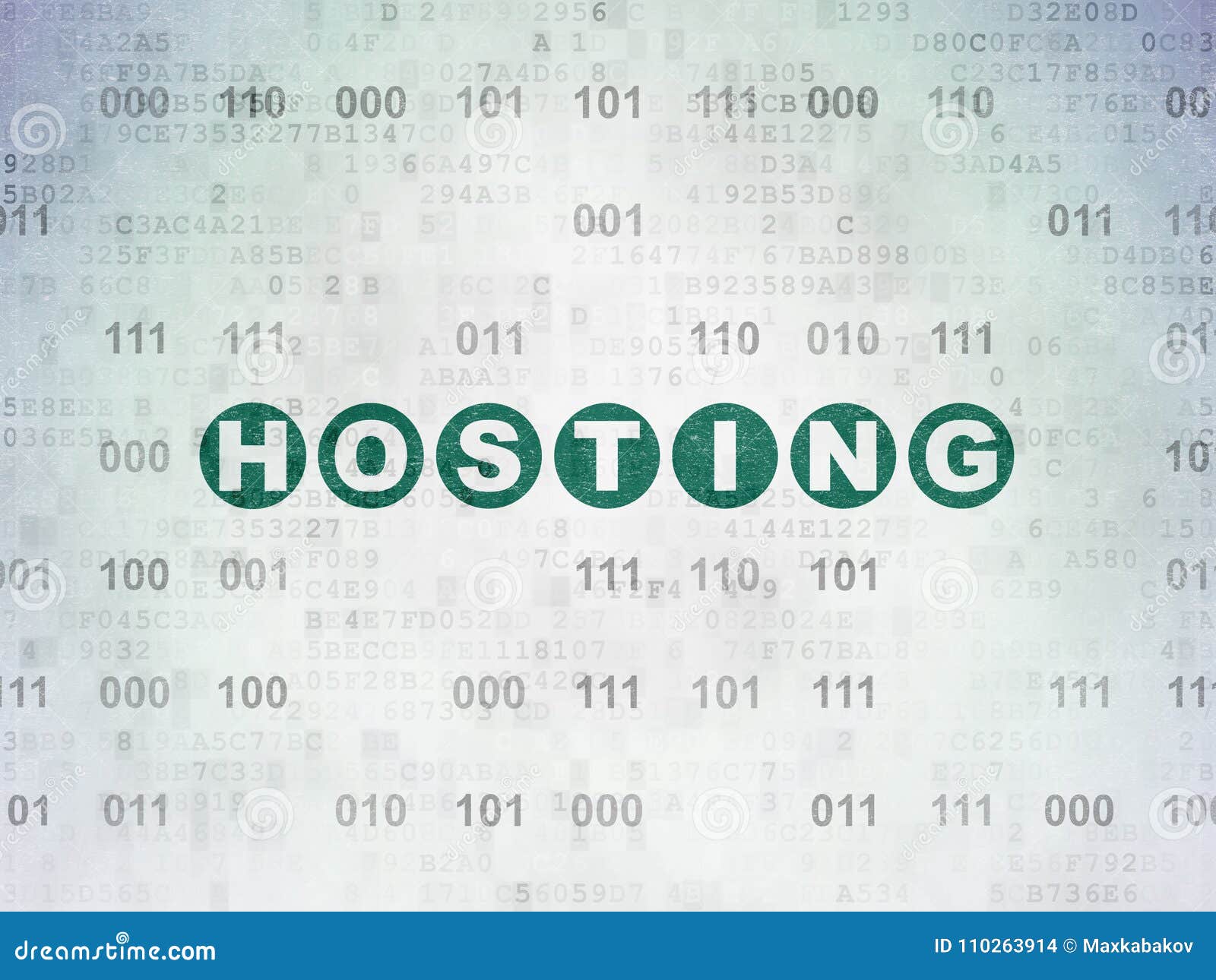 Web Design Concept: Hosting on Digital Data Paper Background Stock Illustration - Illustration ...