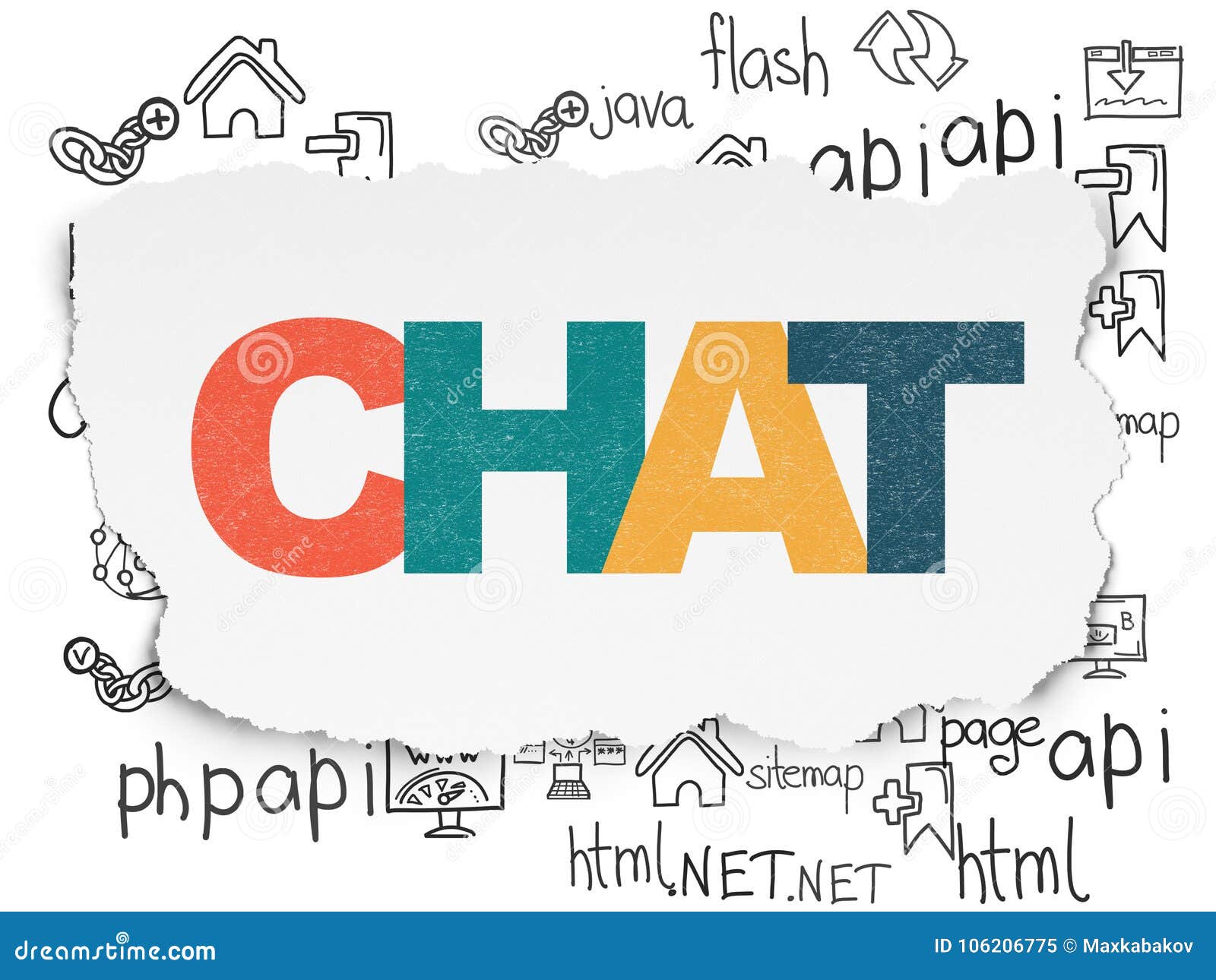 Web Design Concept: Chat on Torn Paper Background Stock Illustration ...