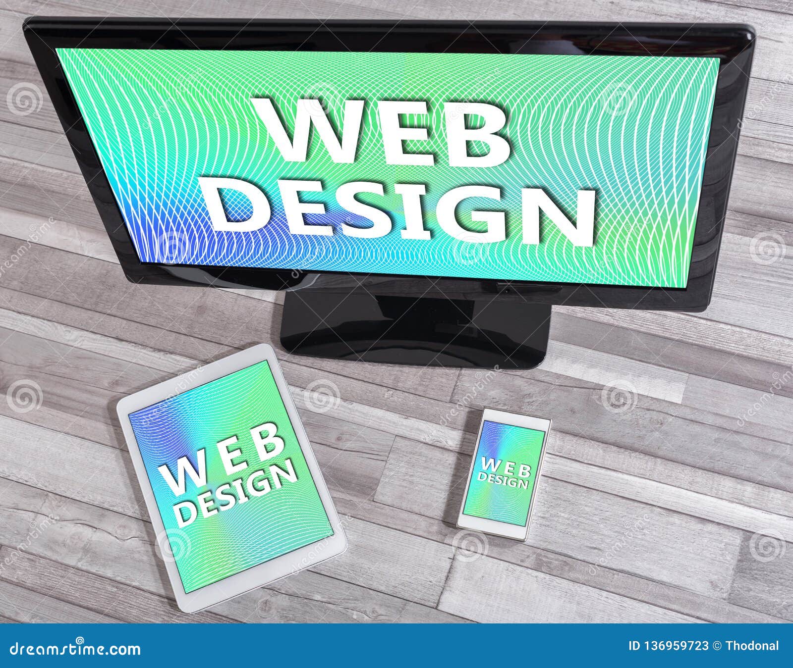 Web Design Concept on Different Devices Stock Image - Image of monitor ...