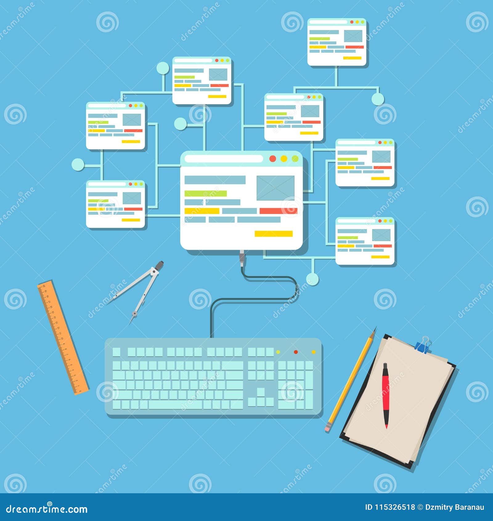 Web Design Concept Vector Flat Illustration Design. Page Website ...