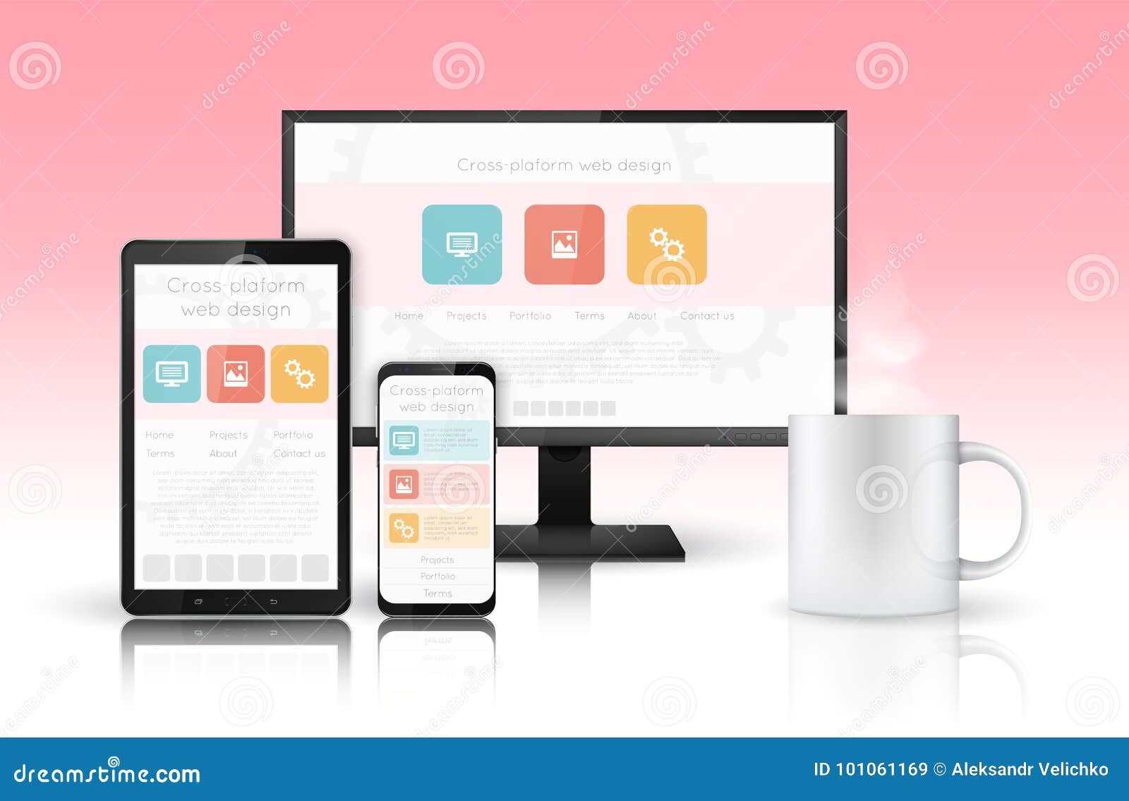 Web Design Concept. Website Development for Modern Devices Stock Vector ...