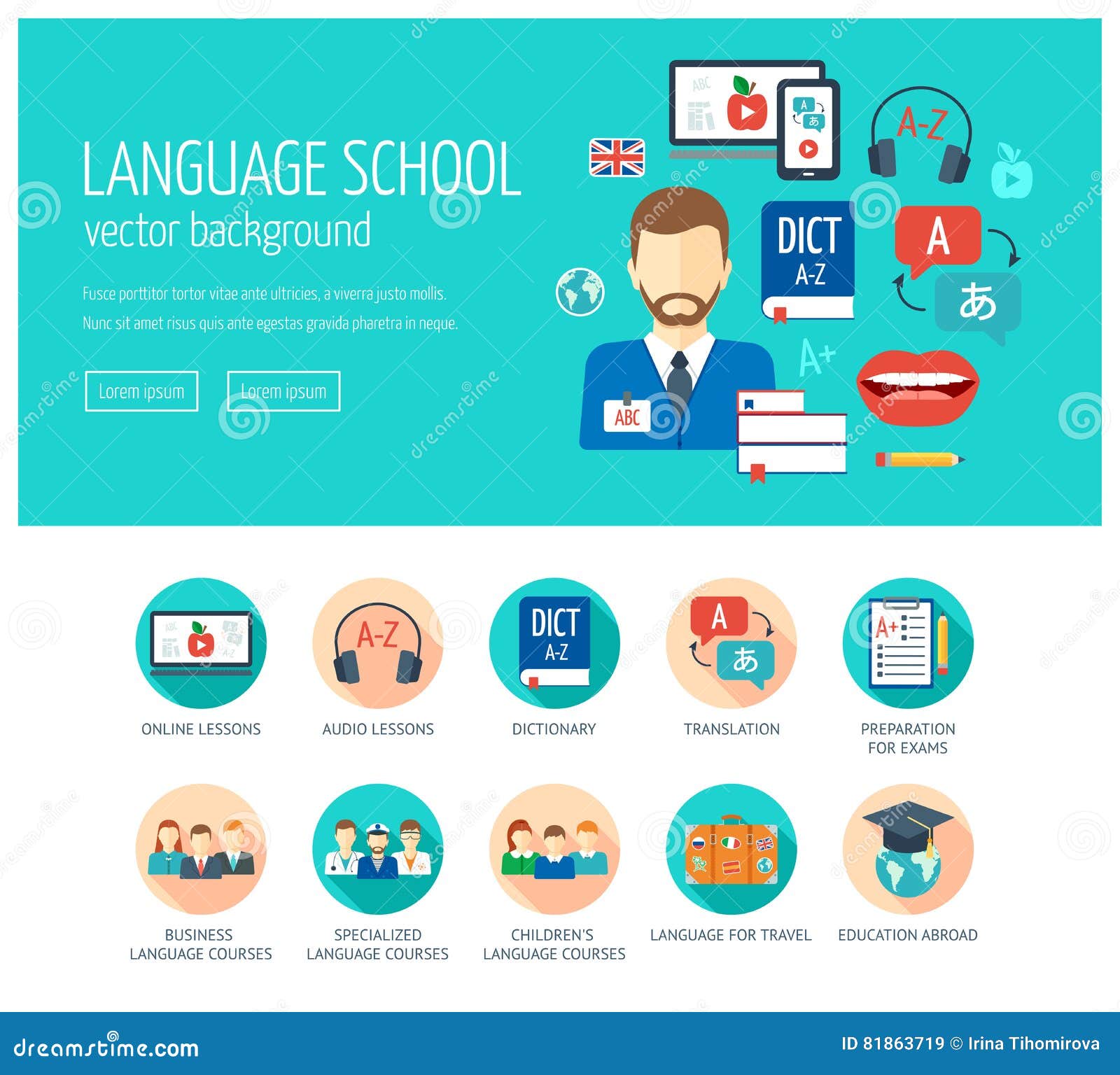 Web Design Concept for Website and Landing Page for Foreign Language ...