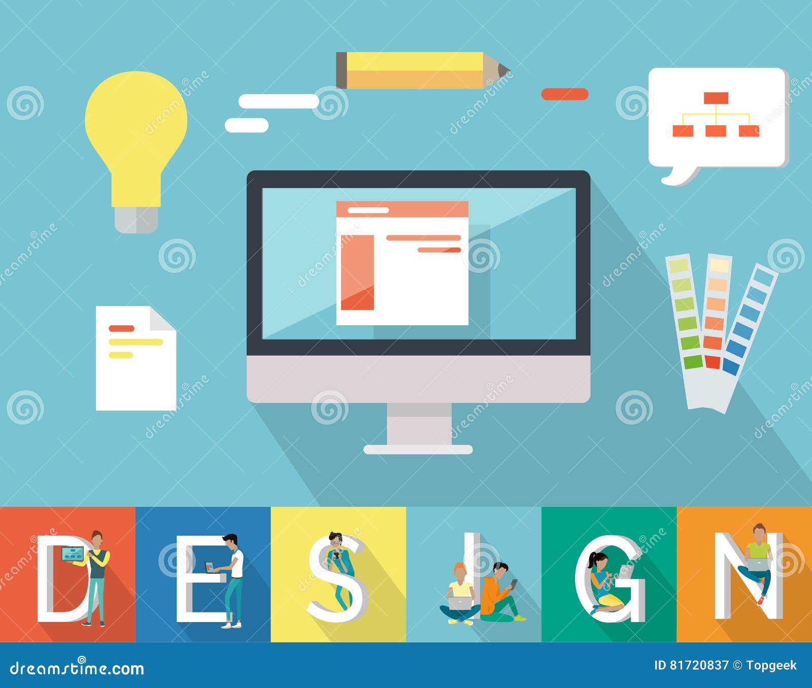 Web Design Conceptual Vector in Flat Style Stock Vector - Illustration ...