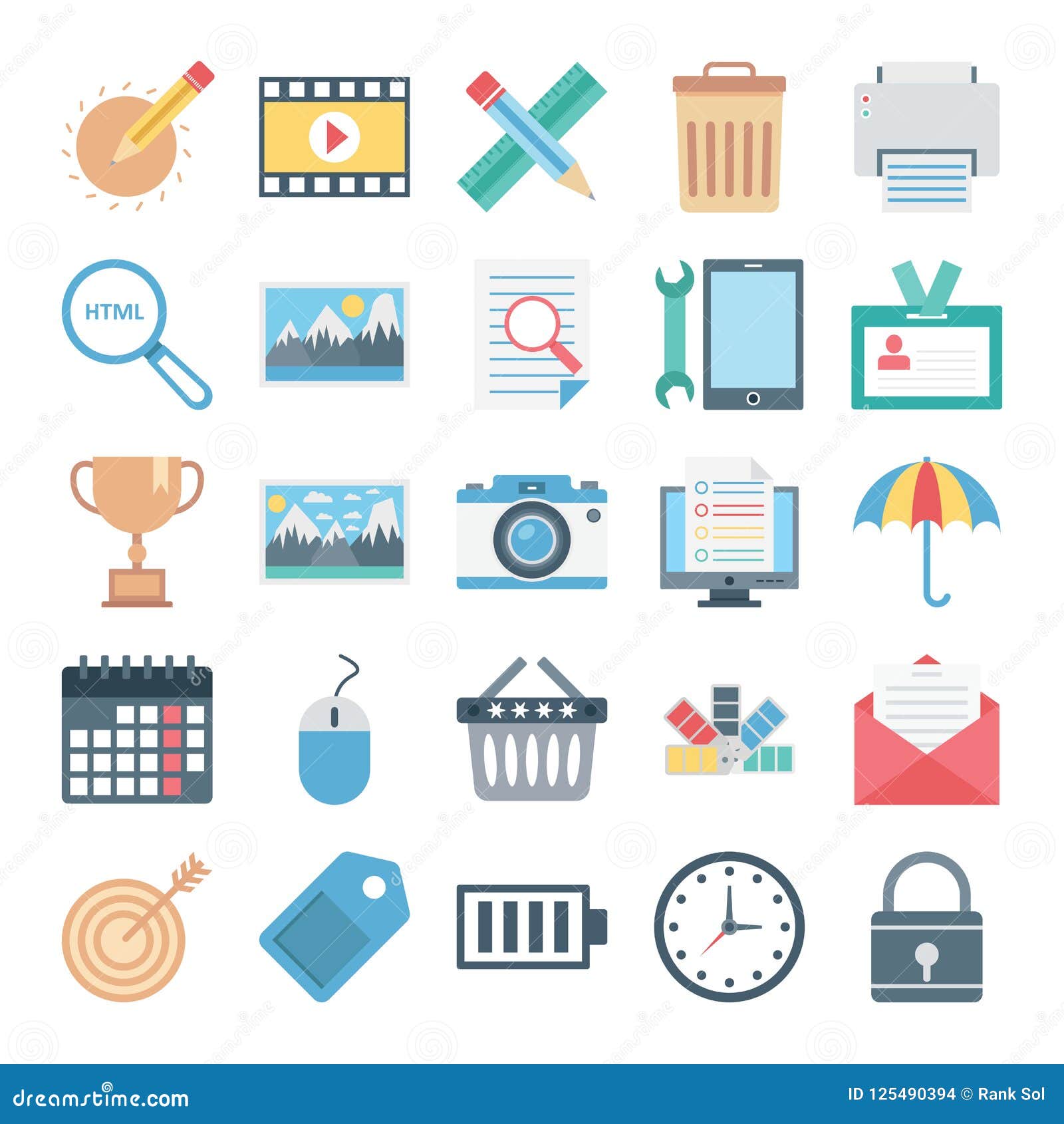 Web Design, Data and Development Isolated Vector Icons Stock Vector ...