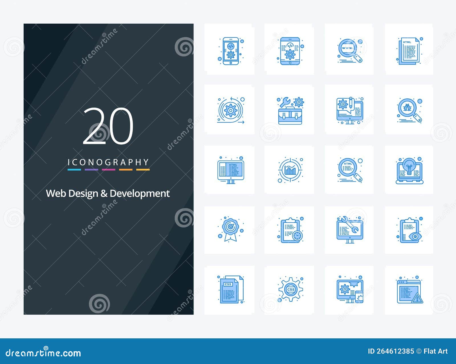 20 Web Design and Development Blue Color Icon for Presentation Stock ...