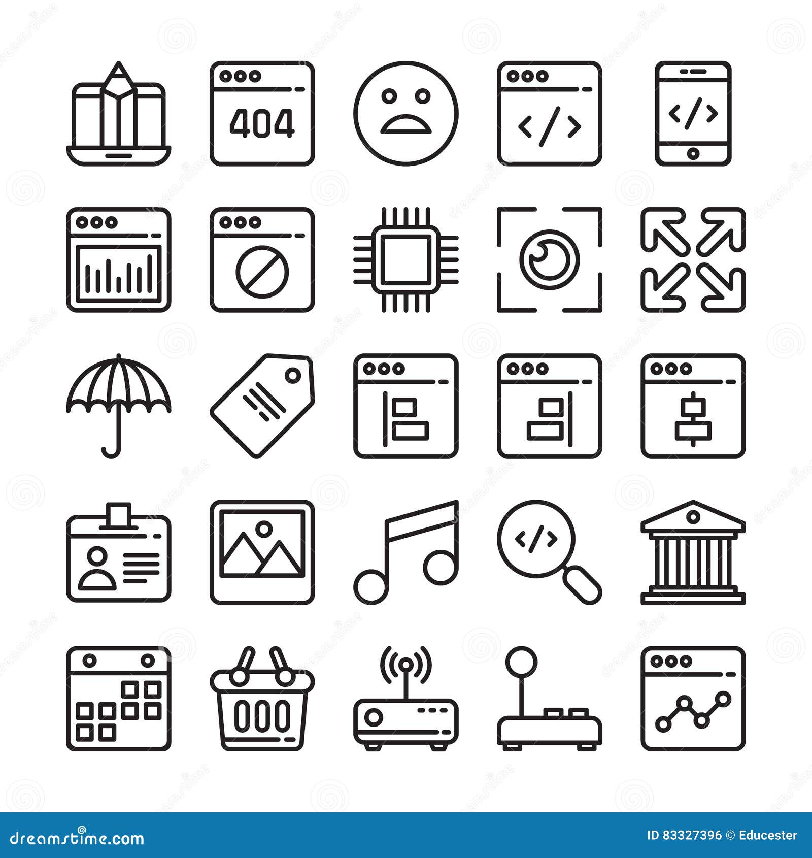 Web Design and Development Colored Vector Icons 7 Stock Illustration ...