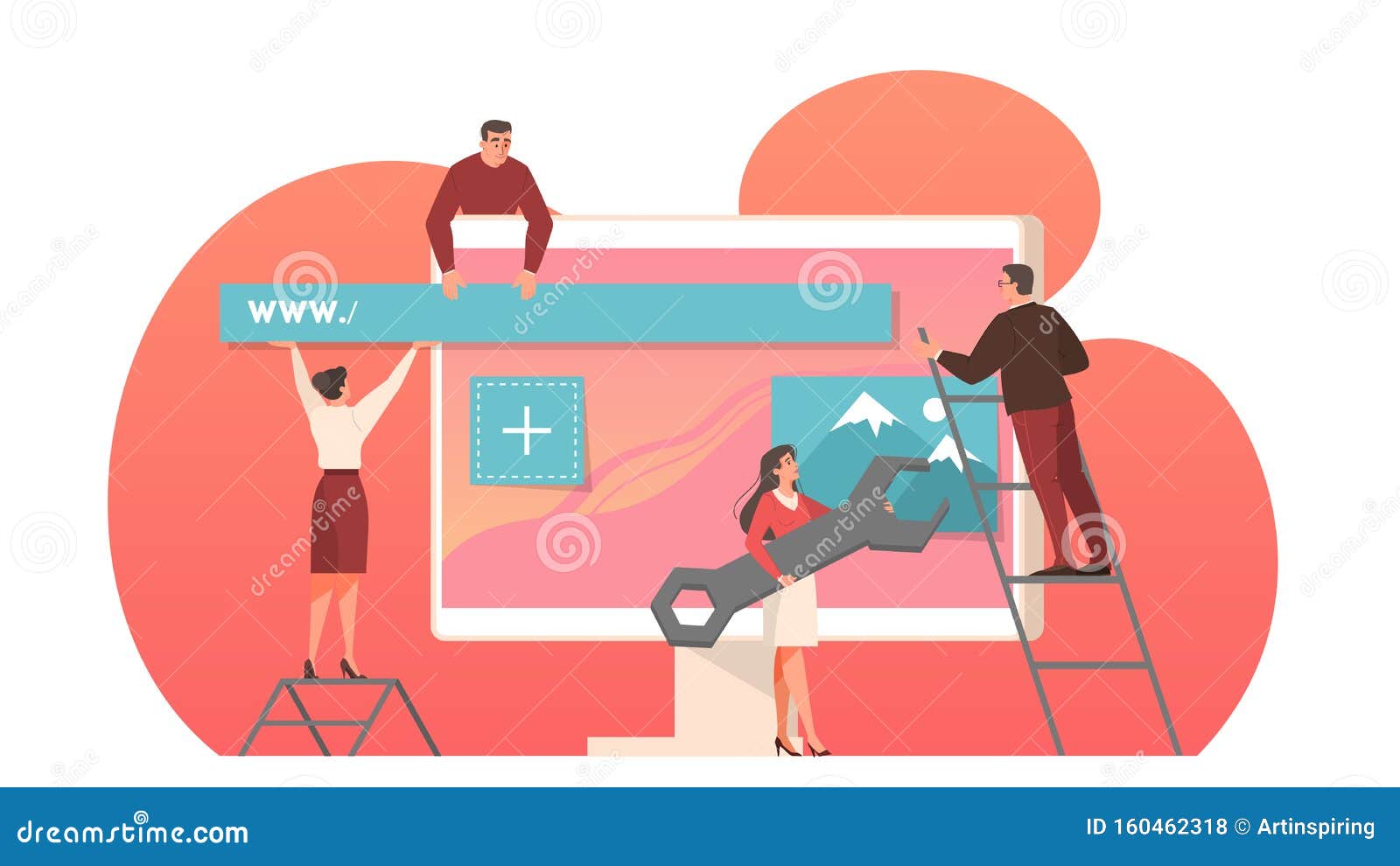 Web Design Development on Computer Monitor Screen Stock Vector - Illustration of blocks, page ...