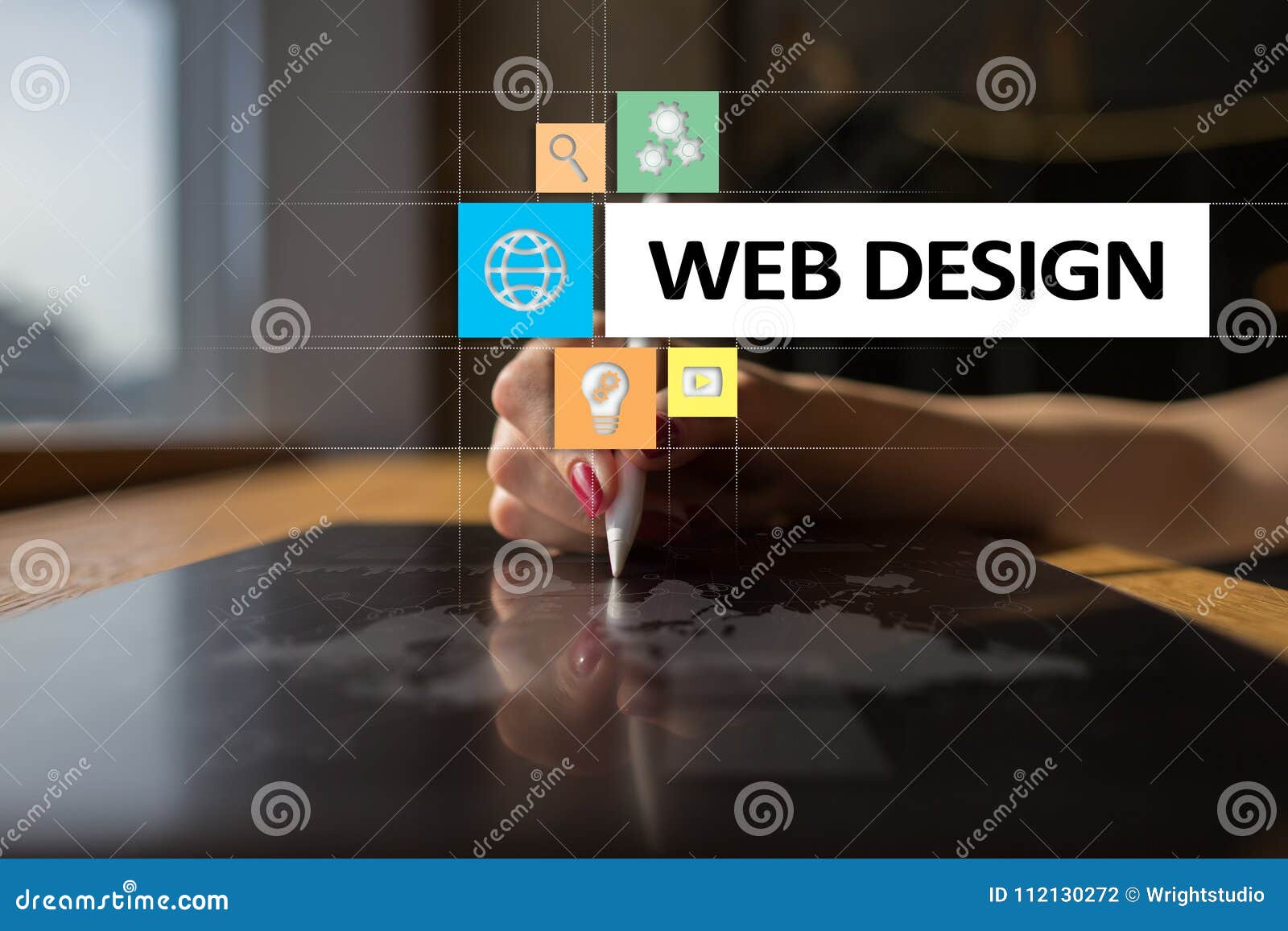 Web Design and Development Concept on the Virtual Screen. Stock Photo ...