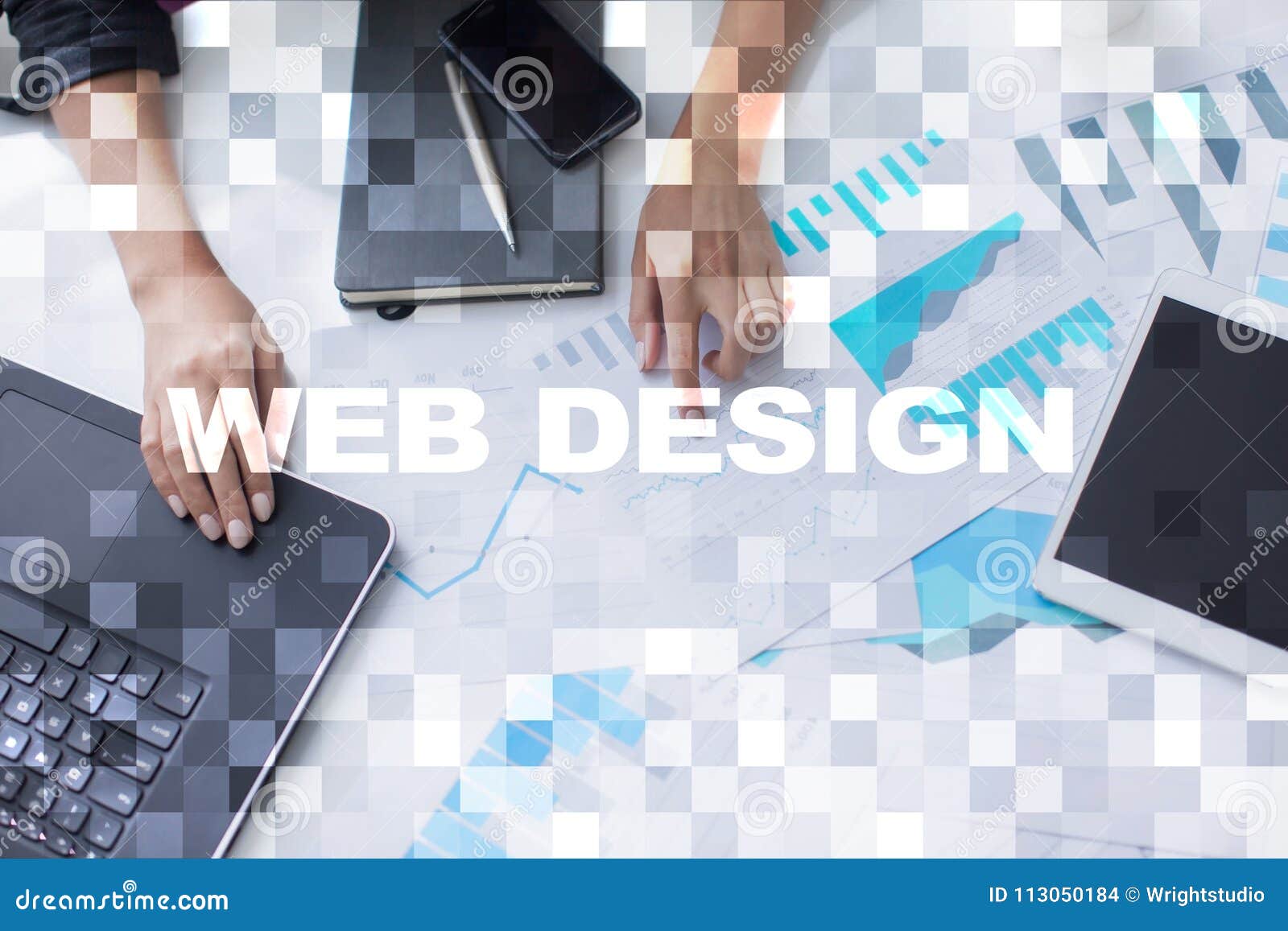 Web Design and Development Concept on the Virtual Screen. Stock Photo ...