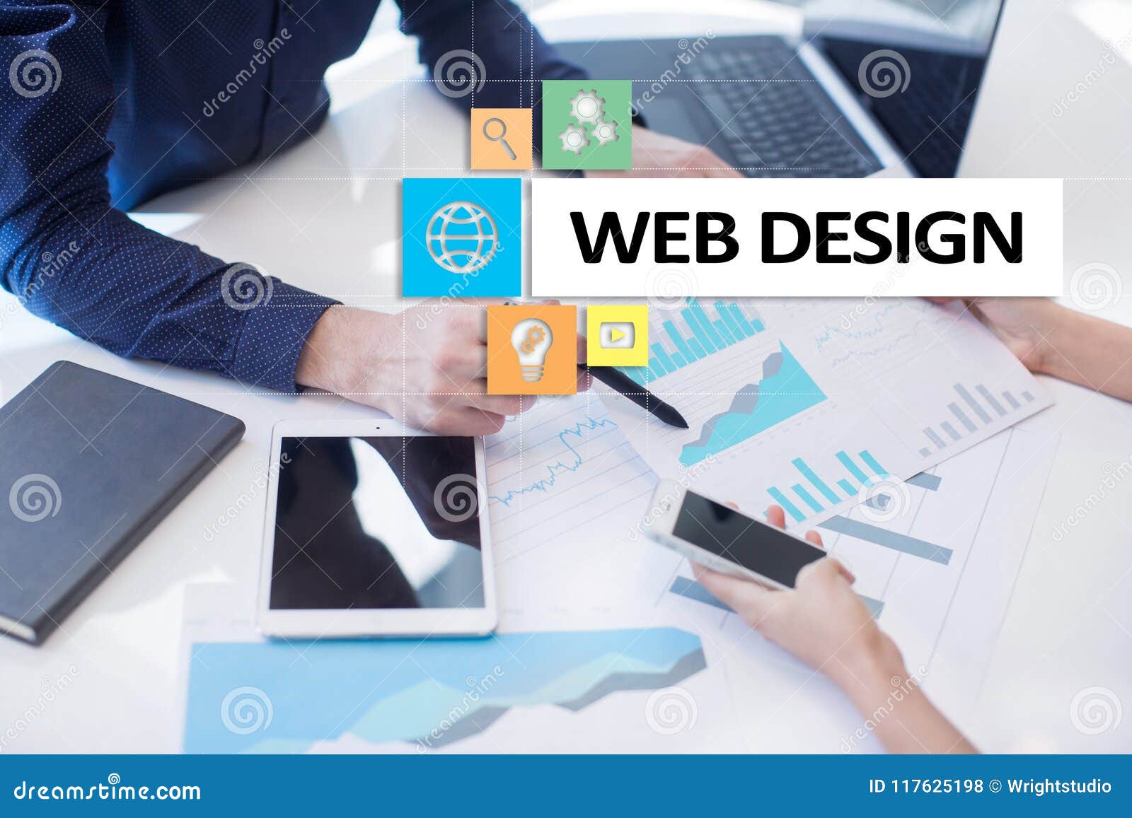 Web Design and Development Concept on the Virtual Screen. Stock Photo ...