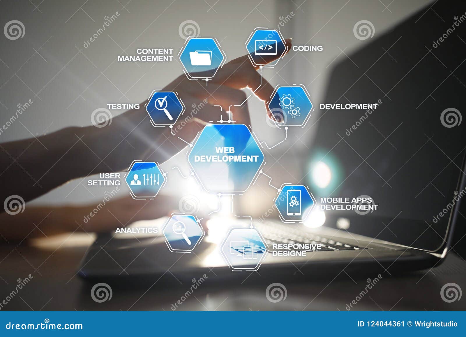 Web Design and Development Concept on the Virtual Screen. Stock Image ...