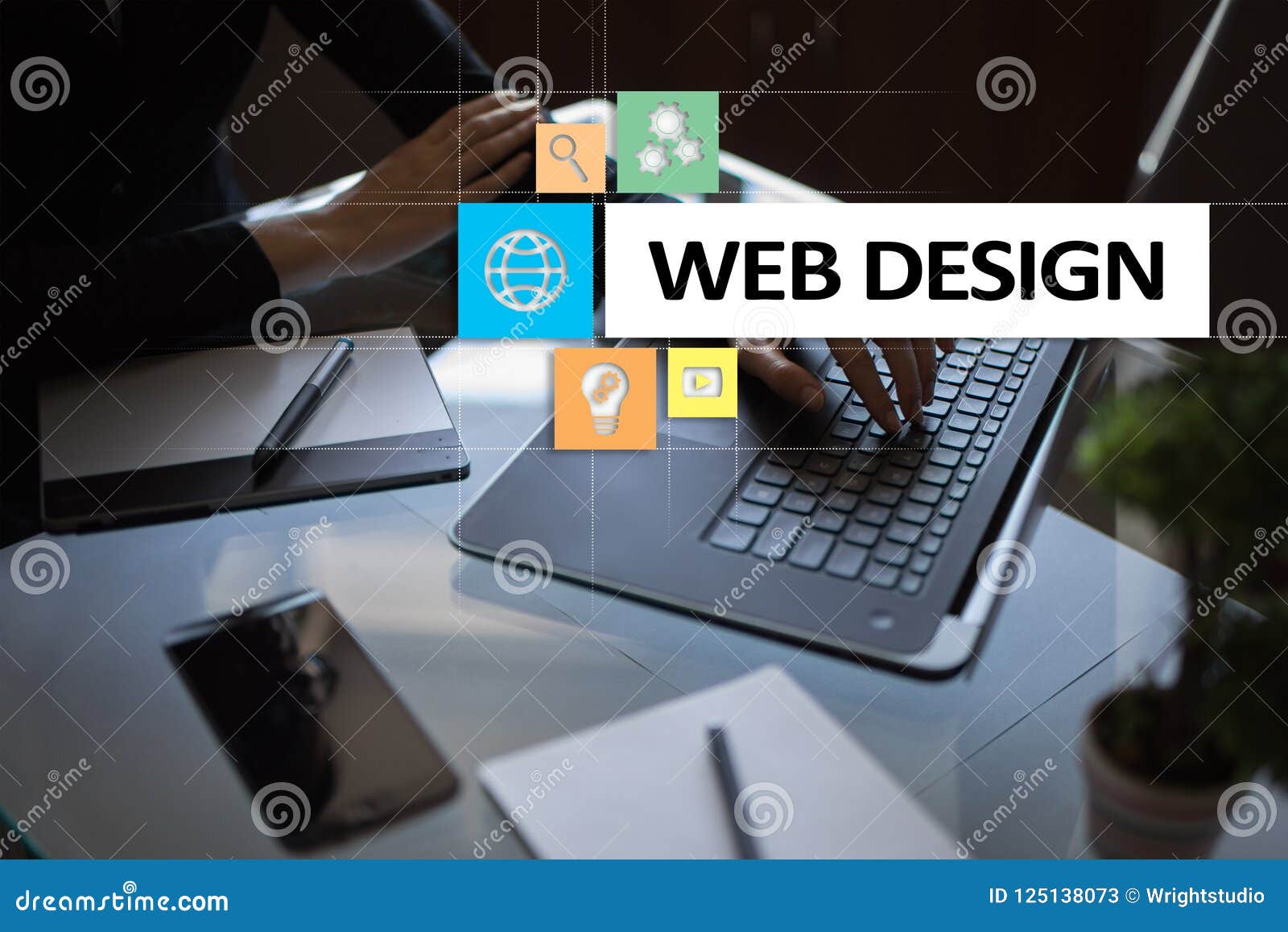 Web Design and Development Concept on the Virtual Screen. Stock Image ...