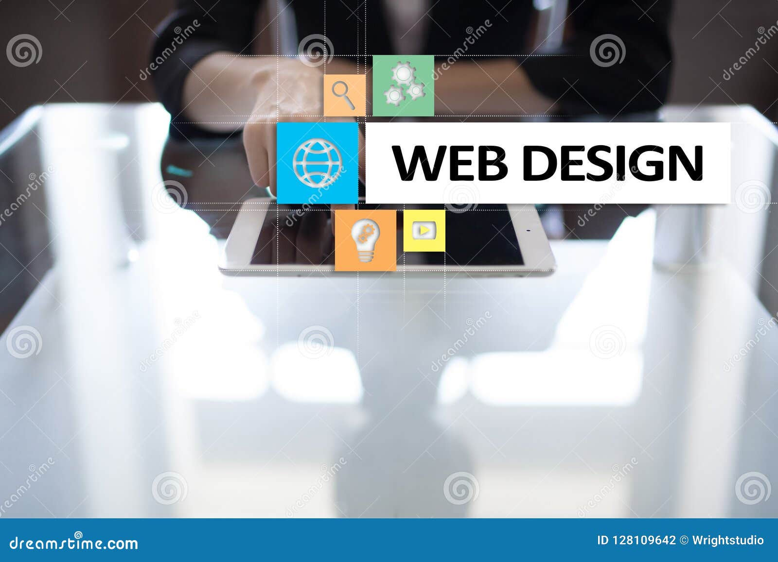Web Design and Development Concept on the Virtual Screen. Stock Photo ...