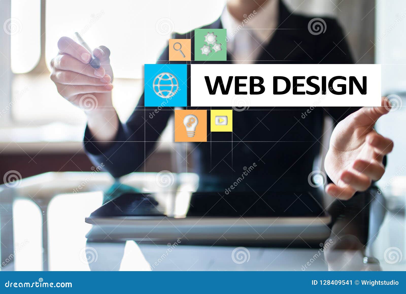 Web Design and Development Concept on the Virtual Screen. Stock Image ...