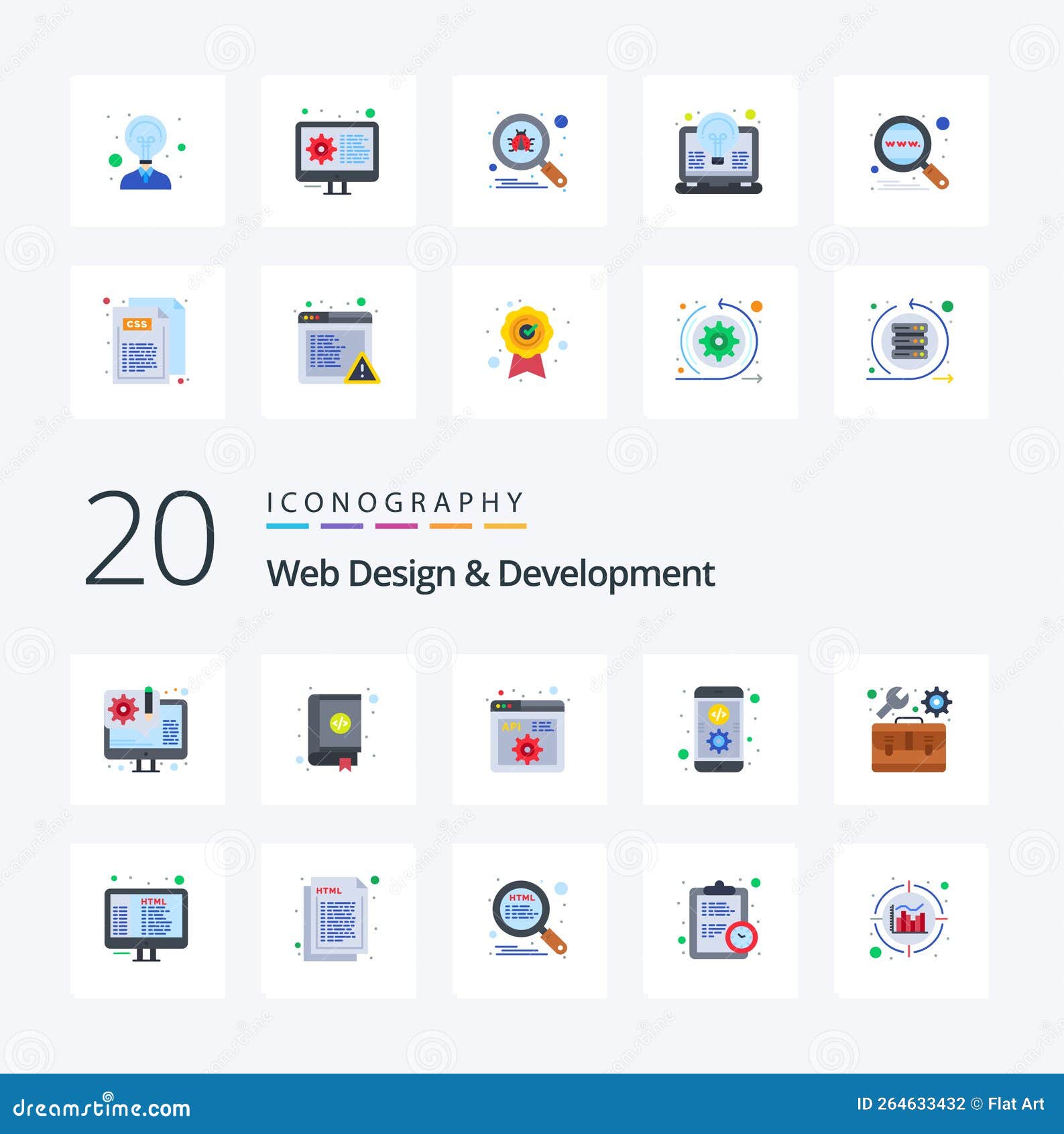 20 Web Design and Development Flat Color Icon Pack Like Mobile Coding ...