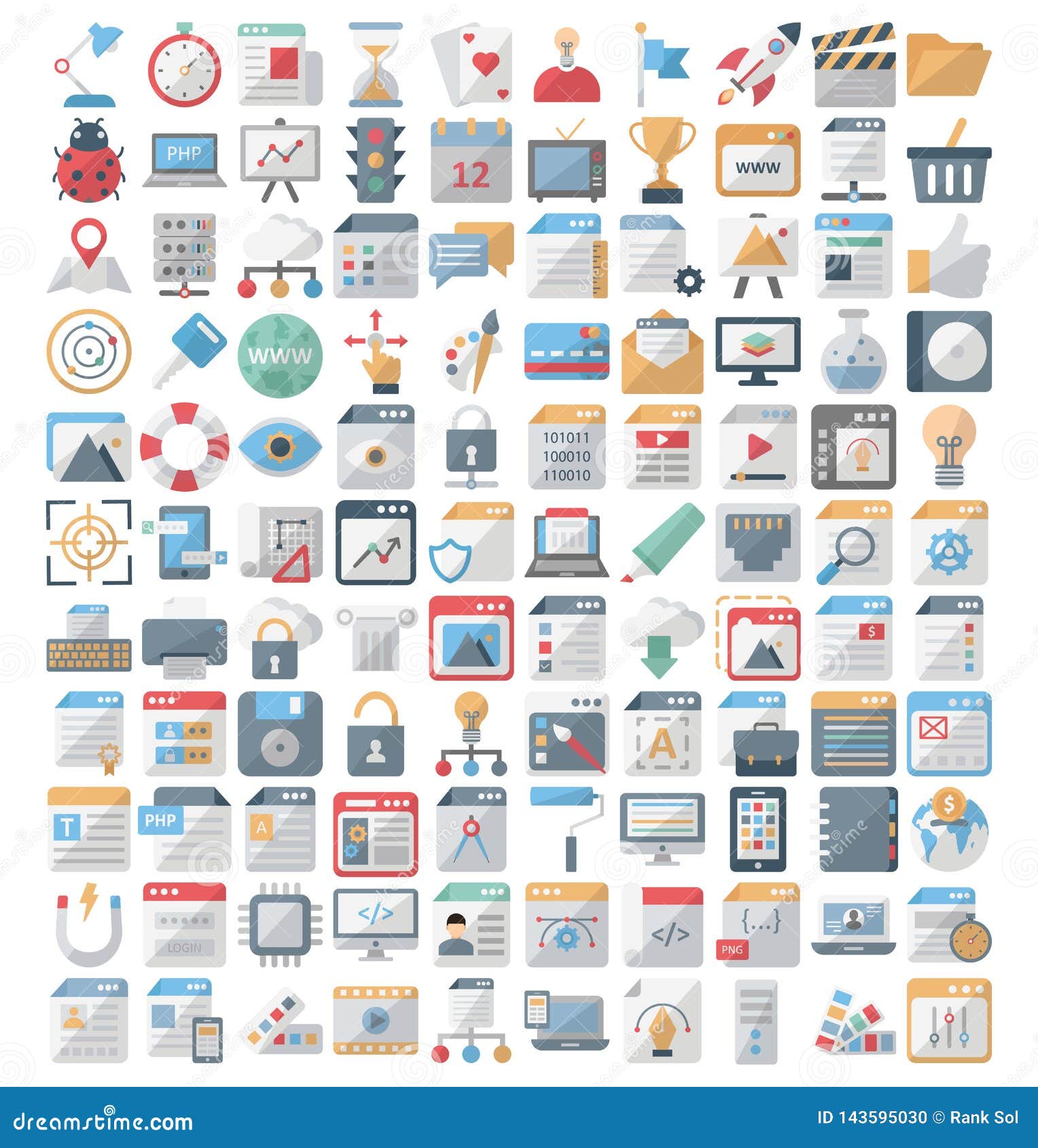 Web Design and Development Isolated Vector Icons Set Editable Stock ...