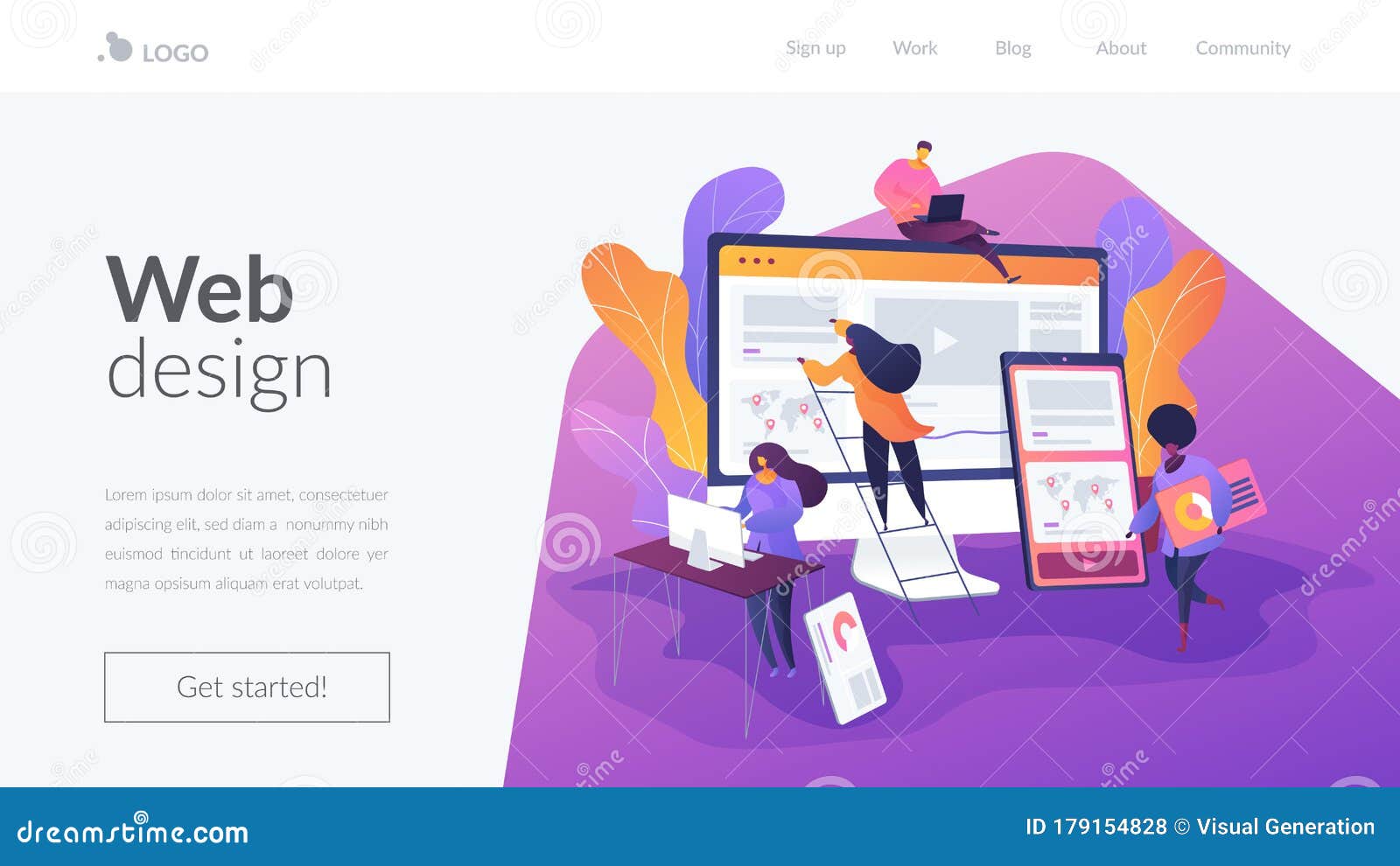 Web Design Development Landing Page Template. Stock Vector ...