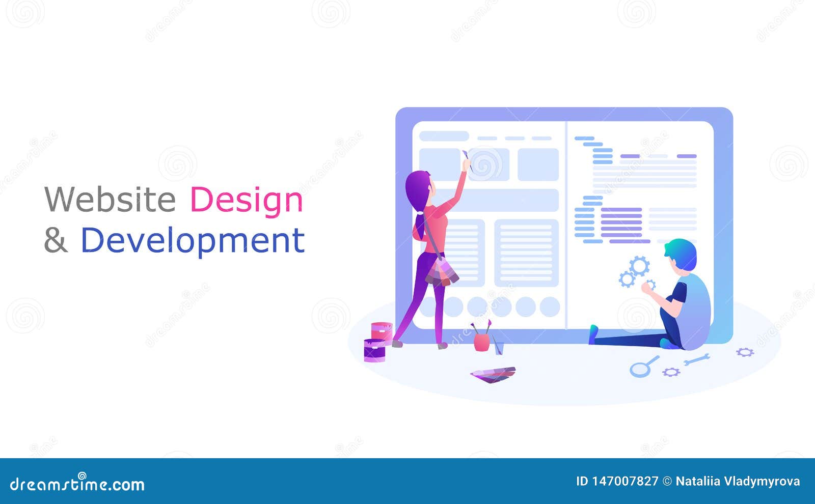Web Design and Development. People Create a Design Website Stock Vector ...