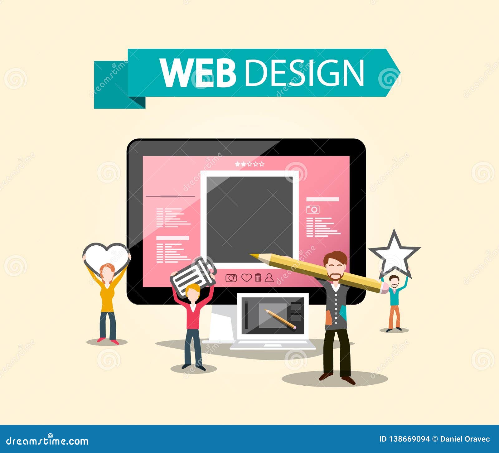 Web Design DTP Concept with Creative Designers and Computer Stock ...