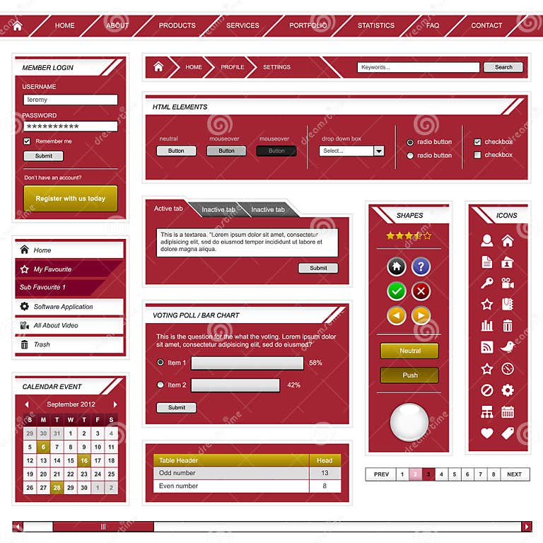 Web Design Element Template Frame Red Stock Vector - Illustration of ...