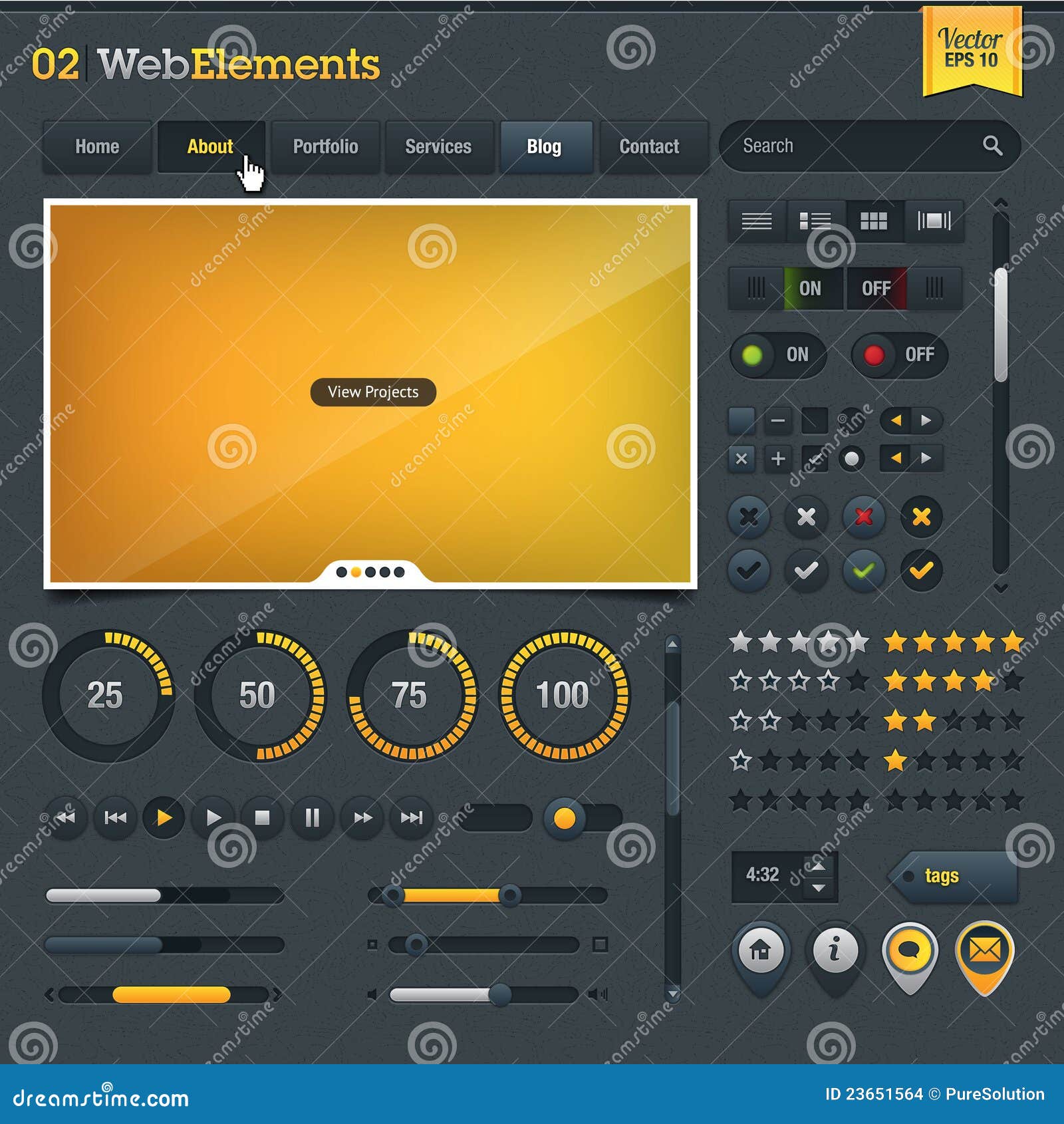 Web design elements stock vector. Illustration of gallery - 23651564