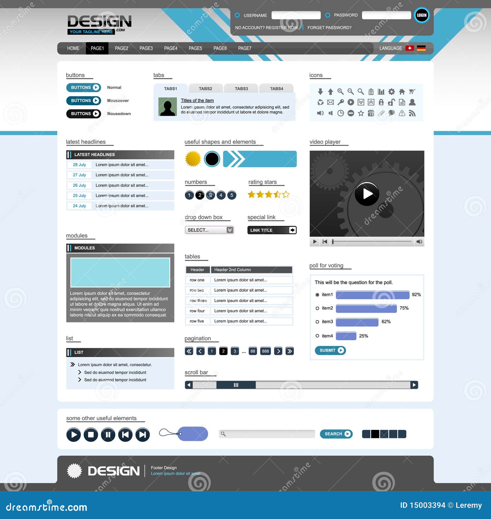 Web Design Elements 5 (Bright Theme) Vector Stock Vector - Illustration ...