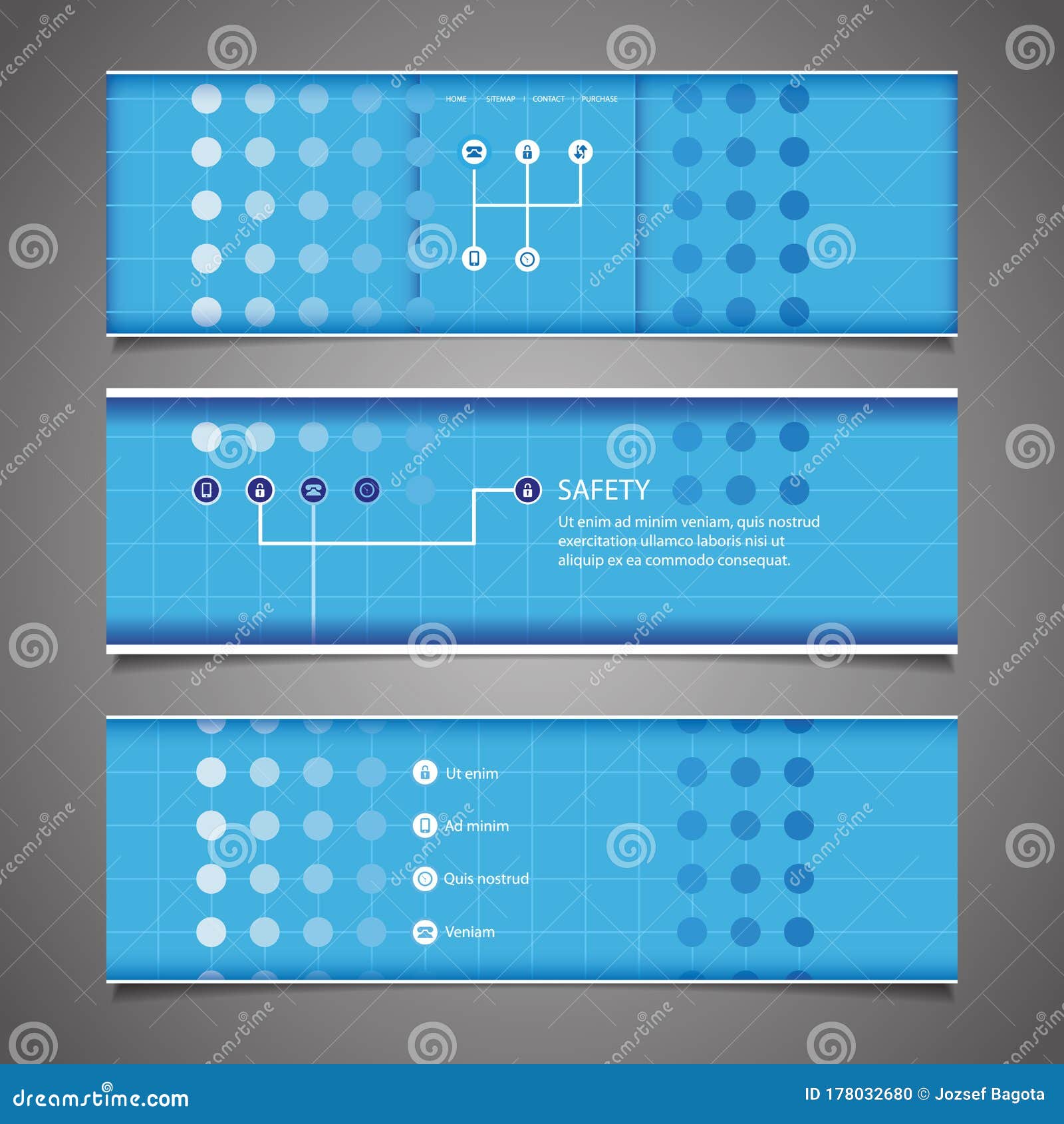 Web Design Elements - Blue Abstract Dotted Header Designs Stock Vector ...