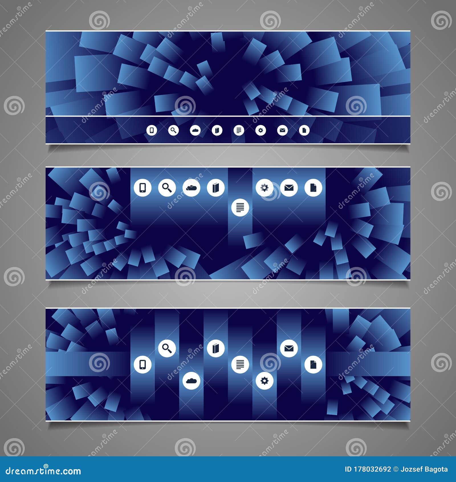 Web Design Elements - Blue Abstract Header Designs with Squares Stock ...