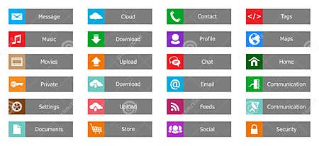 Web Design Elements, Buttons, Icons. Templates for Website Stock Vector ...