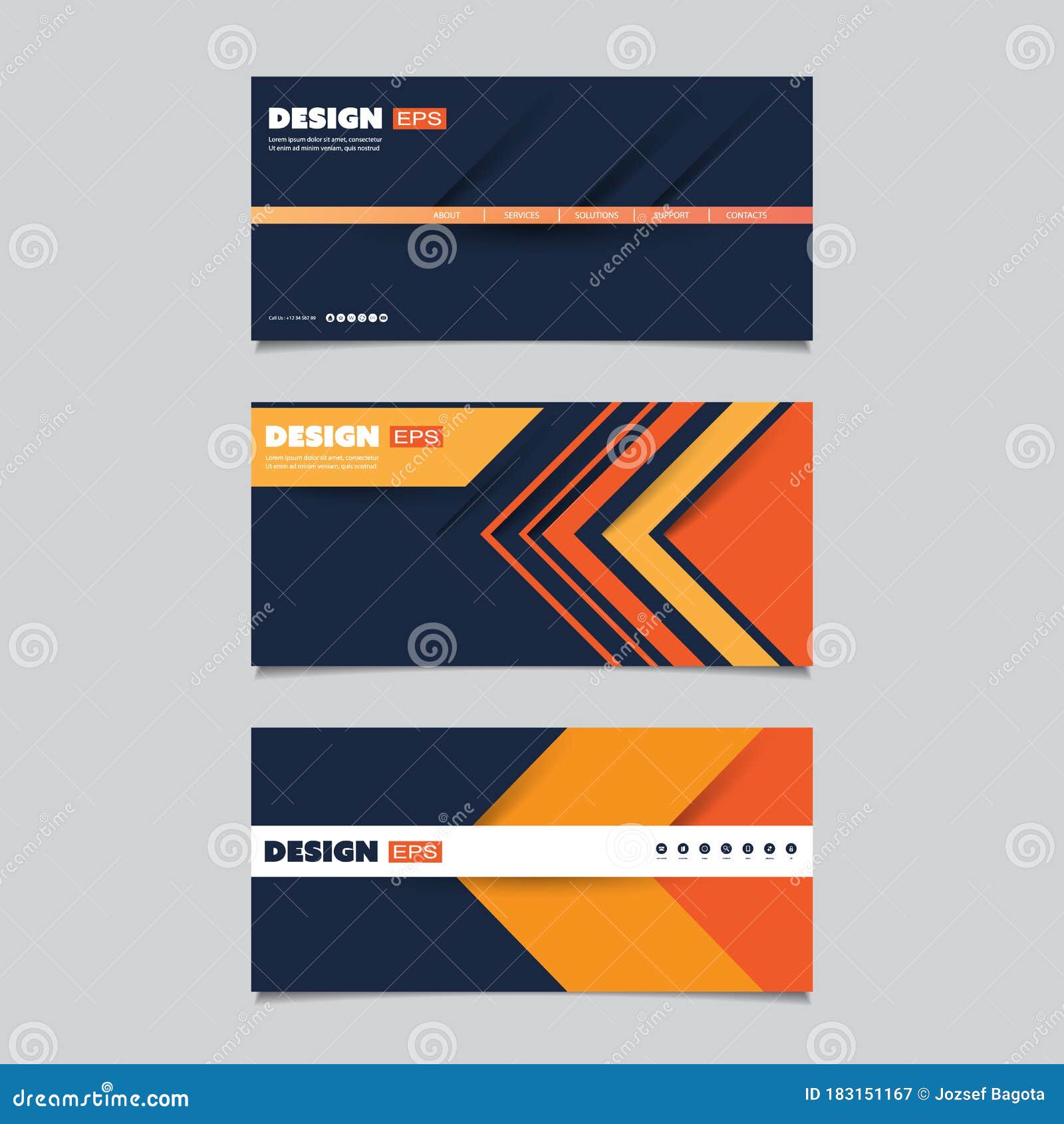 Web Design Elements - Header or Banner Design Set Stock Vector ...