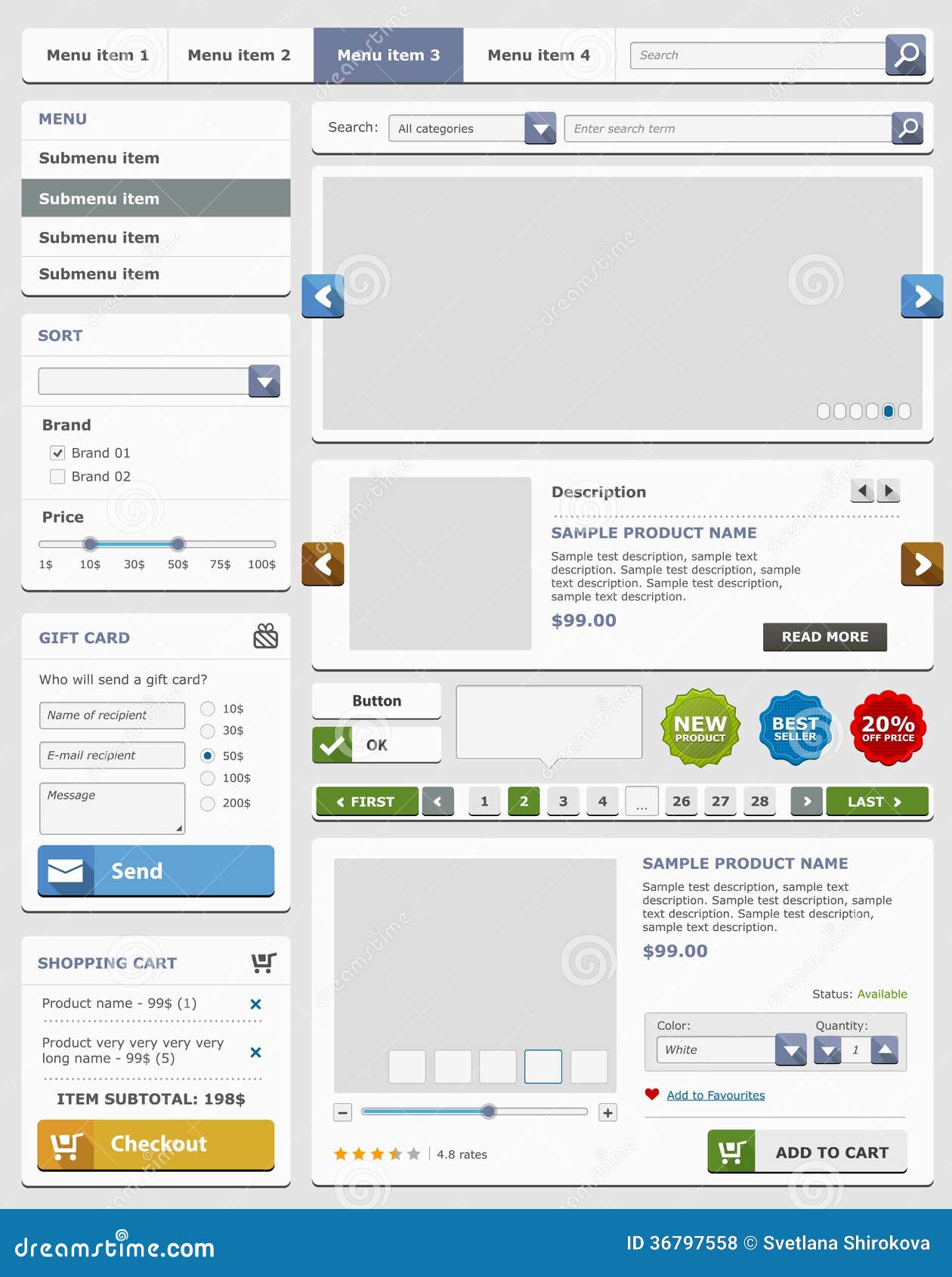 Web Design Elements Set. Online Shop Stock Vector - Illustration of ...