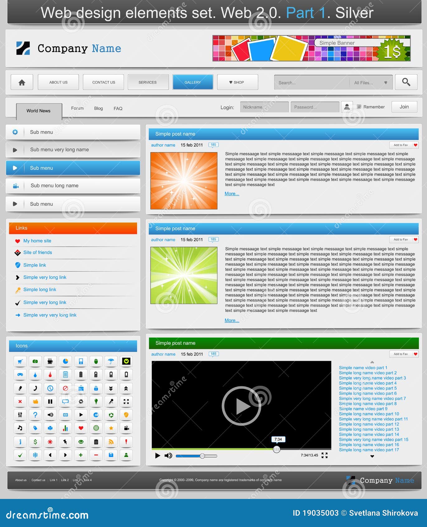 Web Design Elements Set. Part 1 Stock Vector - Illustration of panel ...